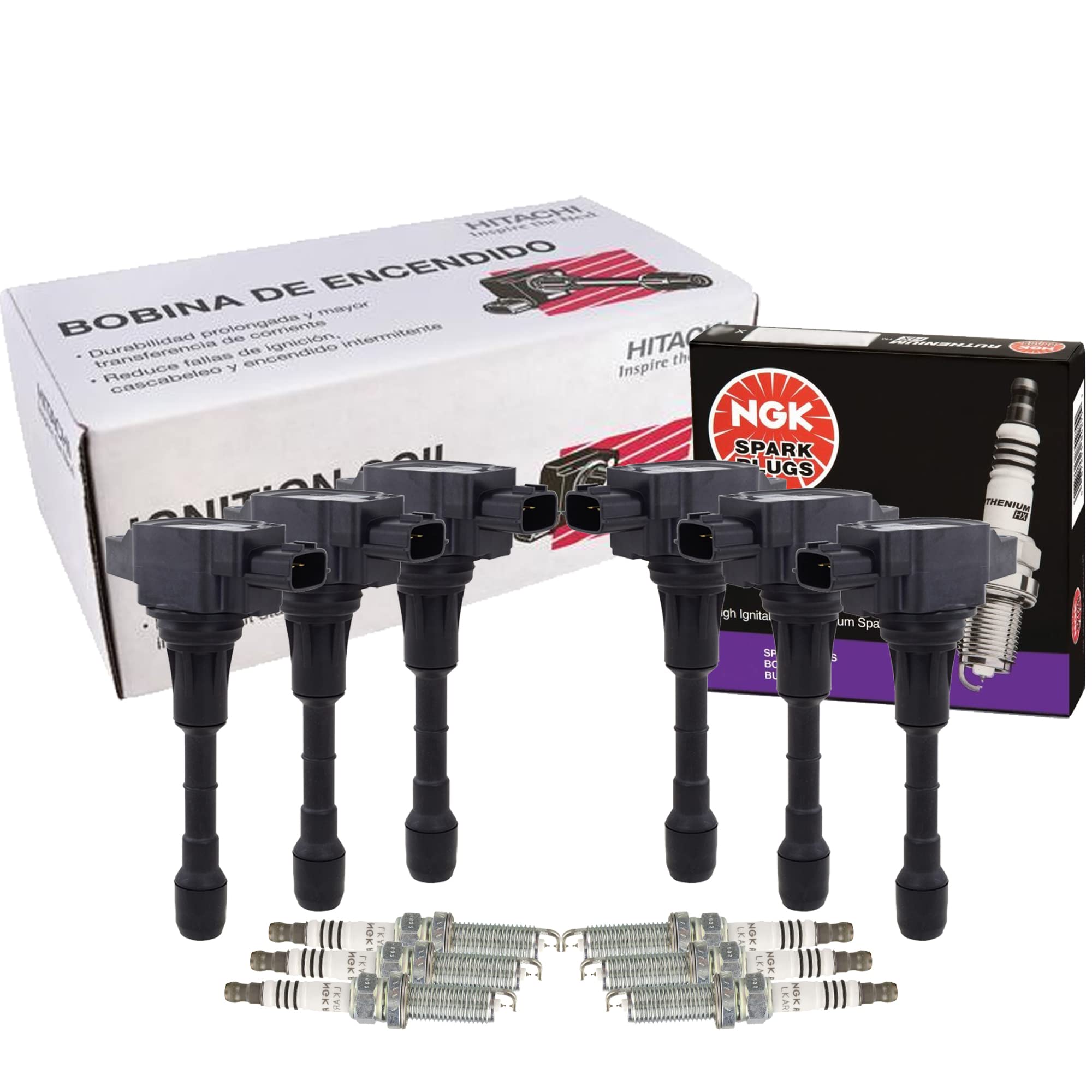 Amazon.com: Hitachi 6 Ignition Coils NGK 6 Ruthenium HX Spark Plugs Kit ...