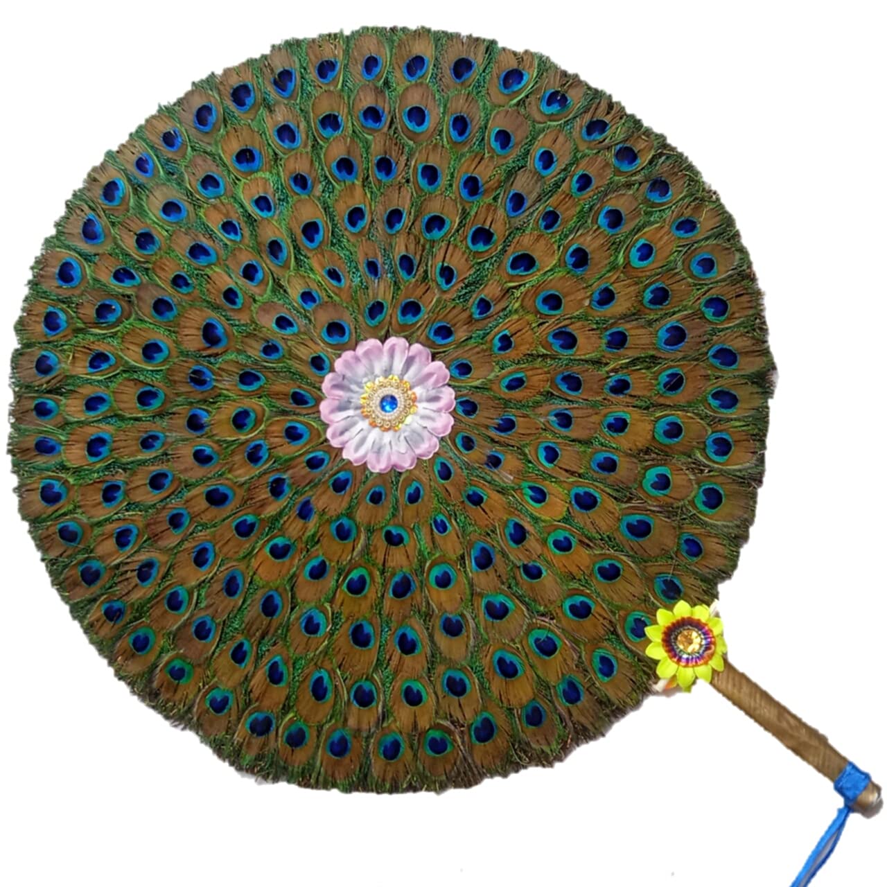 Buy Templeshop Peacock Feather Fan (Various Models & Sizes) Natural Mor ...