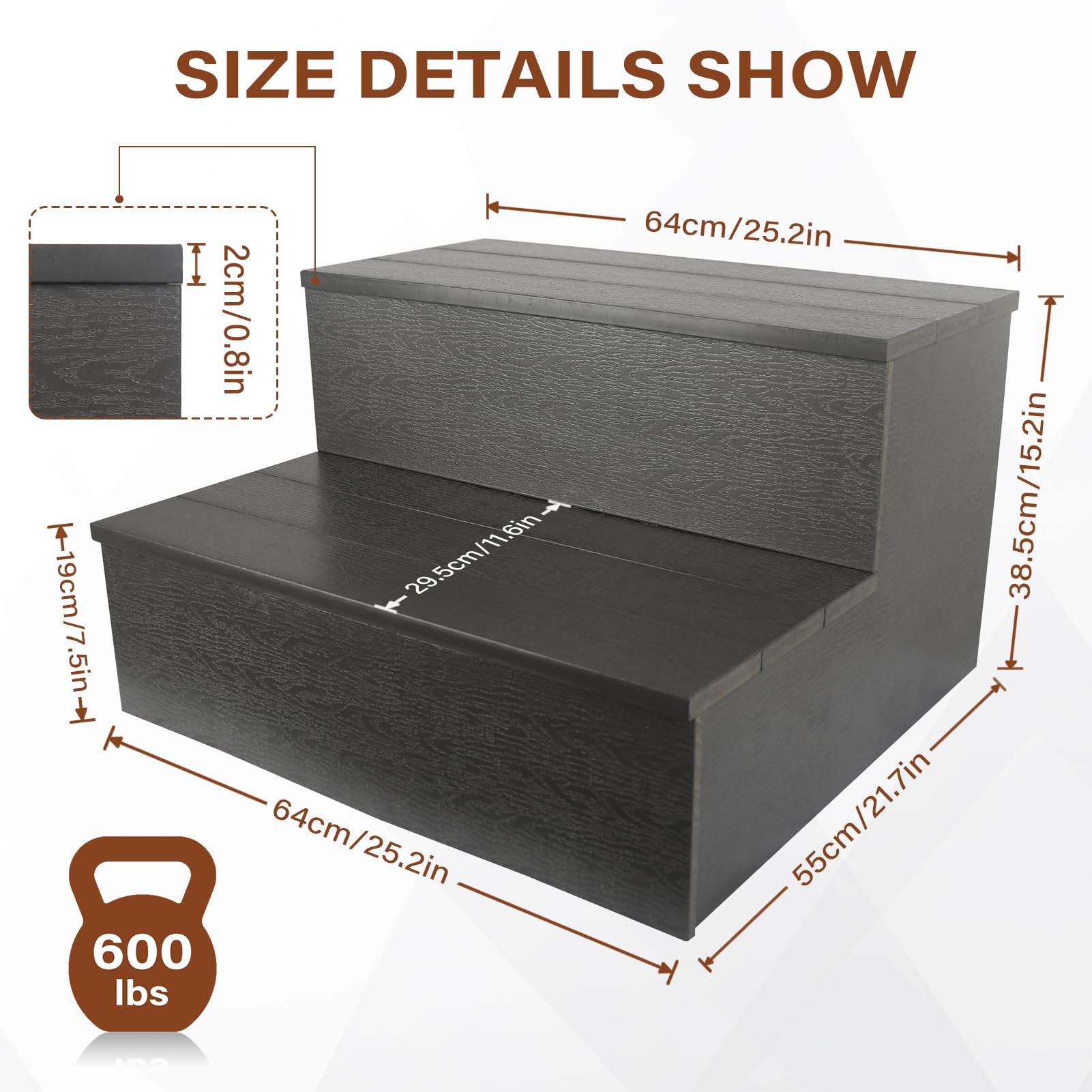 ZOMOFEW Hot Tub Steps, Outdoor Hot Tub Steps, Indoor or Outdoor Double ...