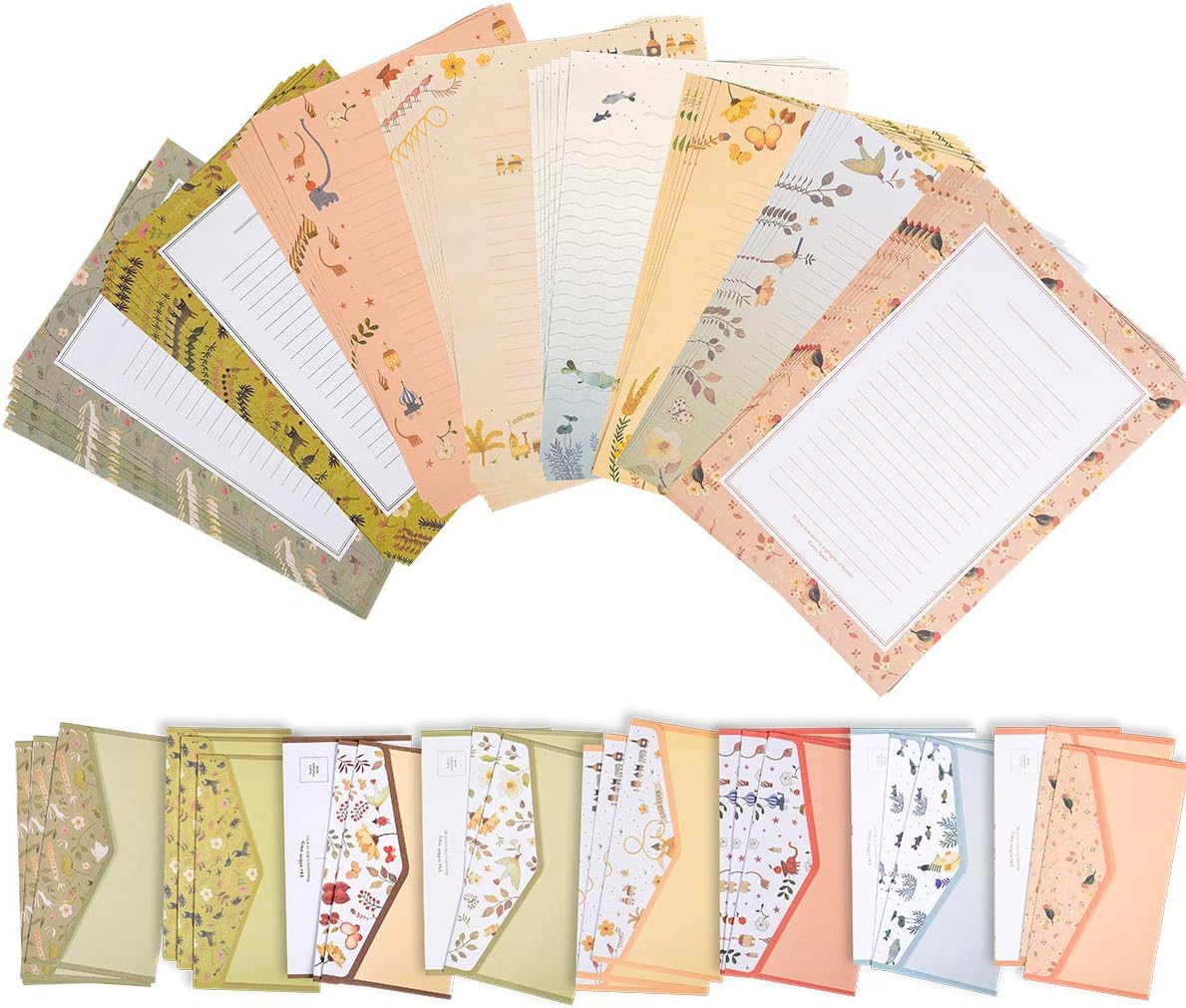 Amazon.com : A5 Lined Stationary Paper and Envelopes Set,48 Sheets Cute ...