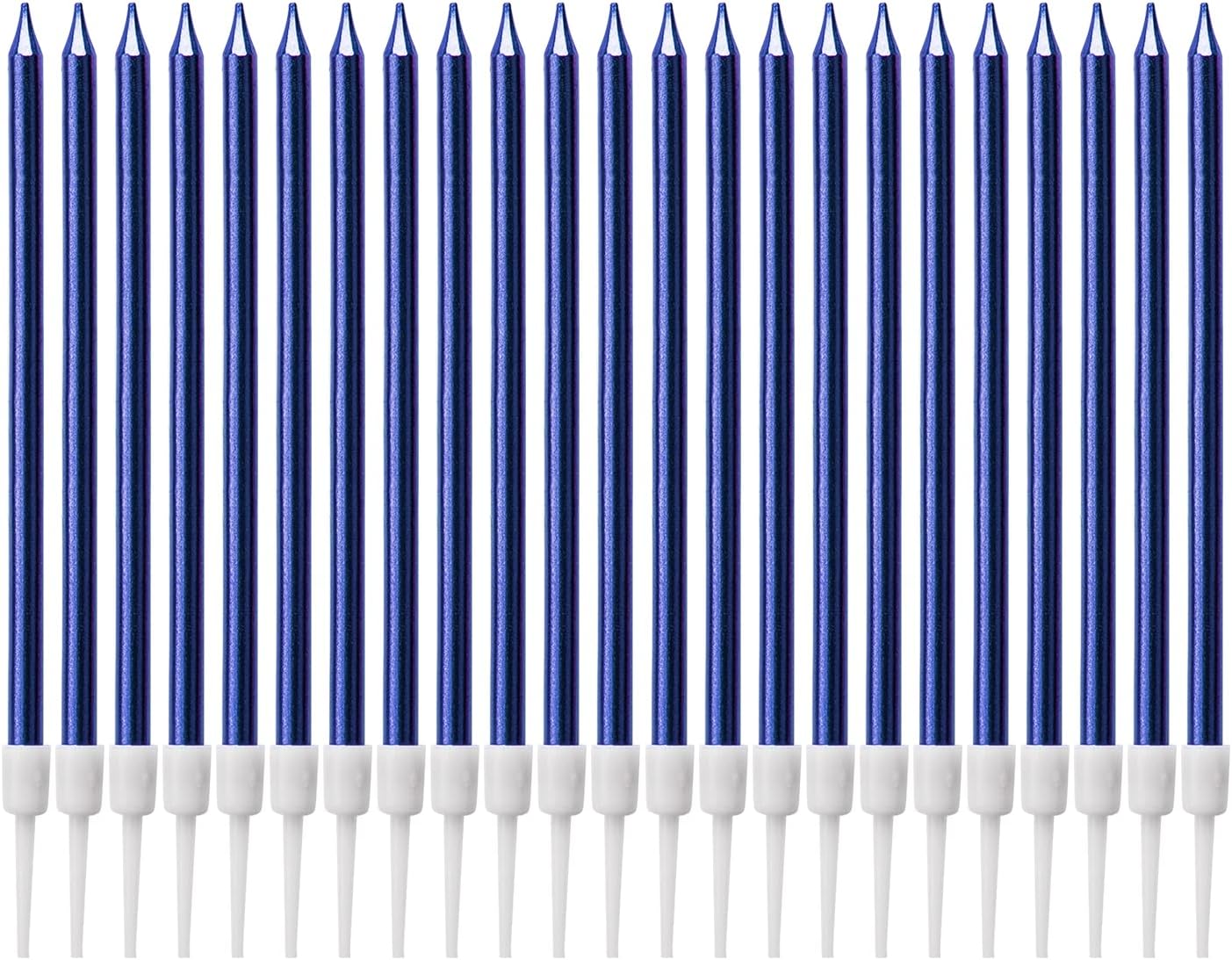 Amazon.com: LUTER Metallic Long Blue Candle Birthday Candles with ...