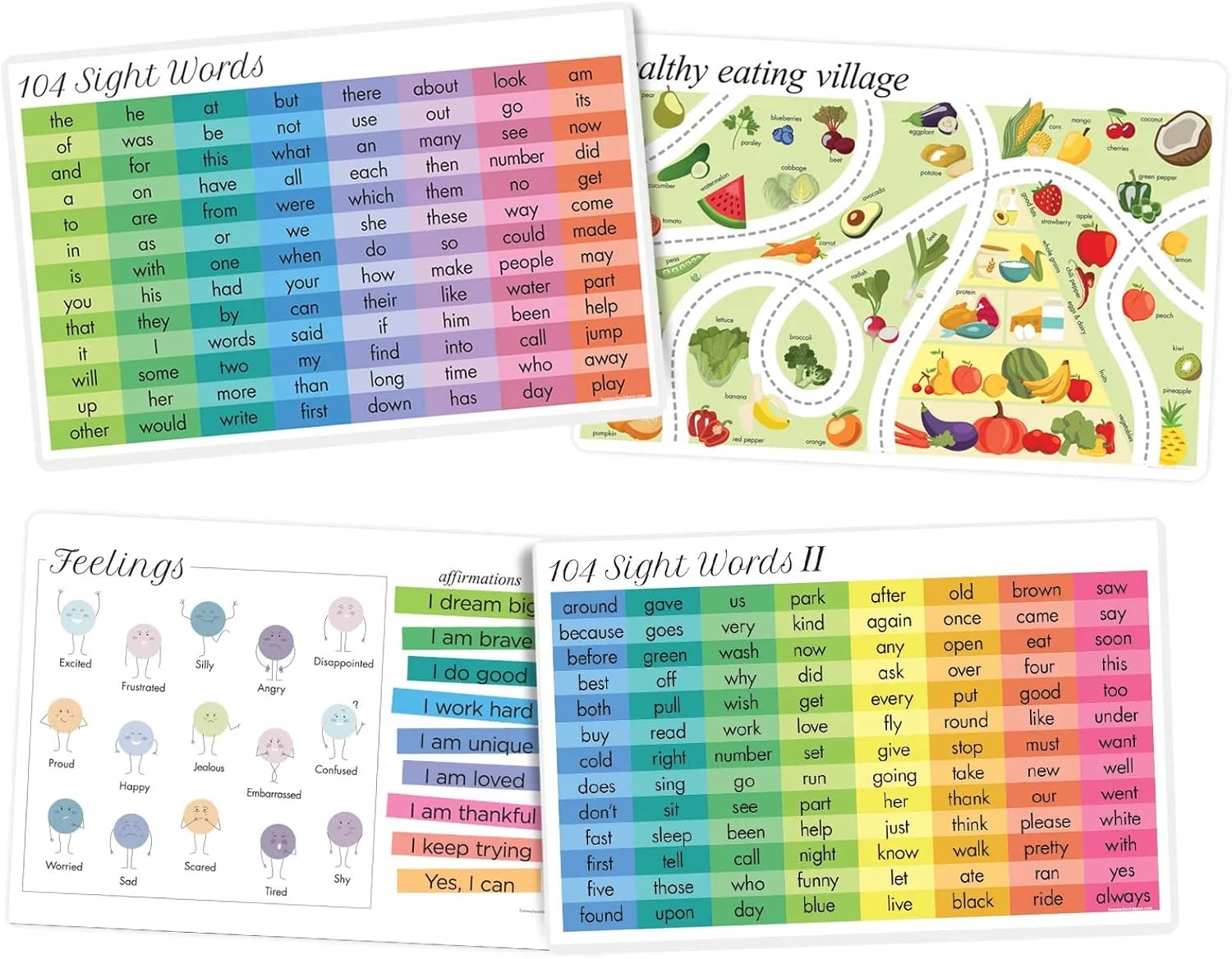 Amazon.com: Homeschool Decor - 2pc Sight Words Placemat Set ...