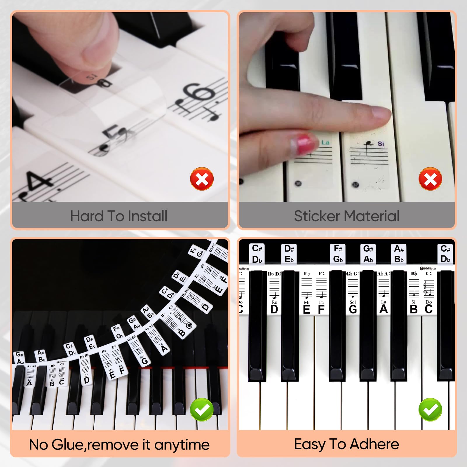 Snapklik.com : Removable Piano Note Labels