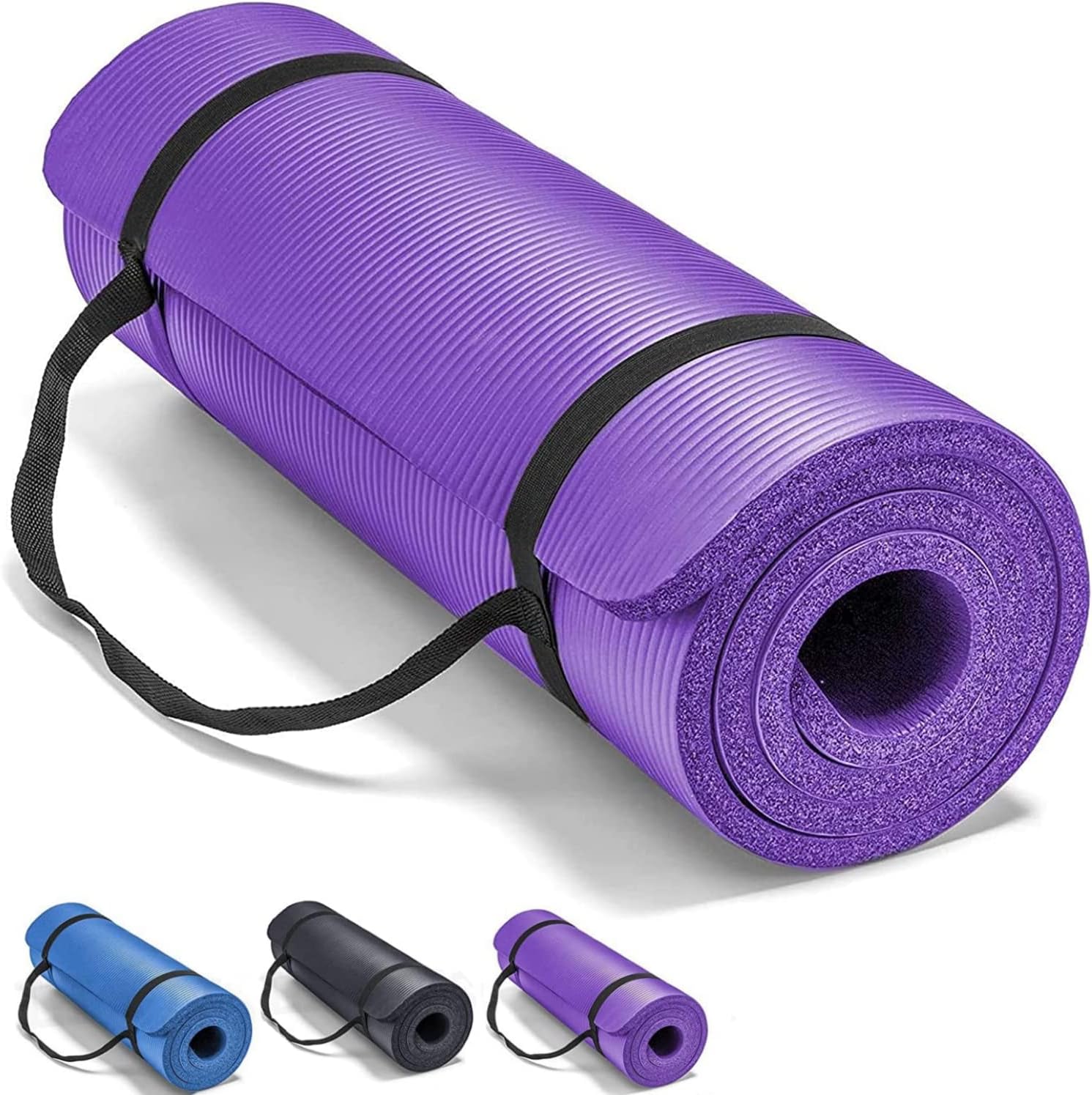 SKY-TOUCH Yoga Mat Non Slip, Yoga Mat with Strap Included 10mm Thick ...