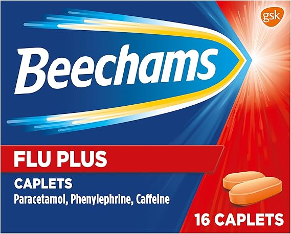 Beechams Cold and Flu Caplets, Cough Medicine for Adults & Headache ...