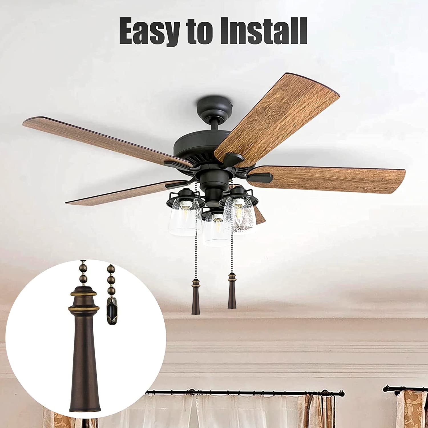 Snapklik.com : Ceiling Fan Pull Chain Decorative Extension 12 Inches ...