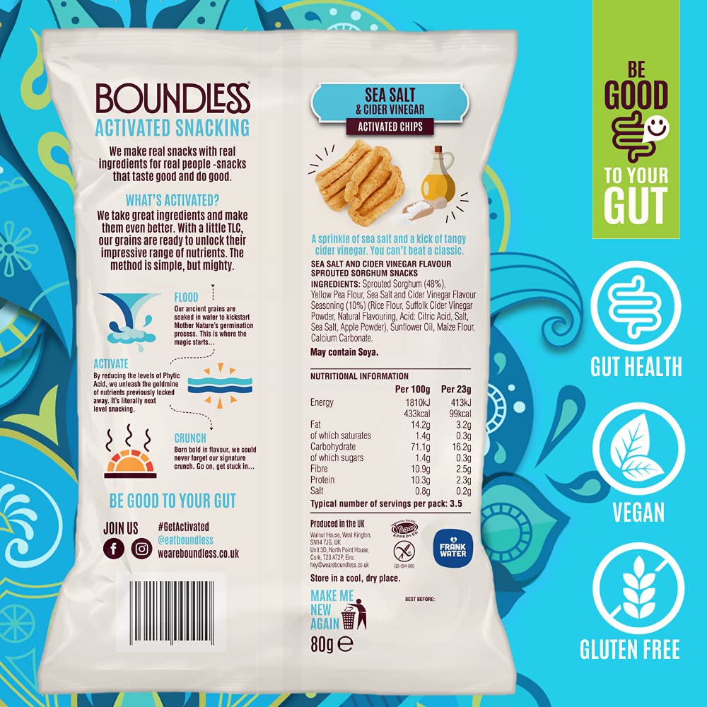 Boundless Activated Chips Mixed Case (10 x 80g) - 5 x Chipotle & Lime, 5 x Sea Salt & Cider ...
