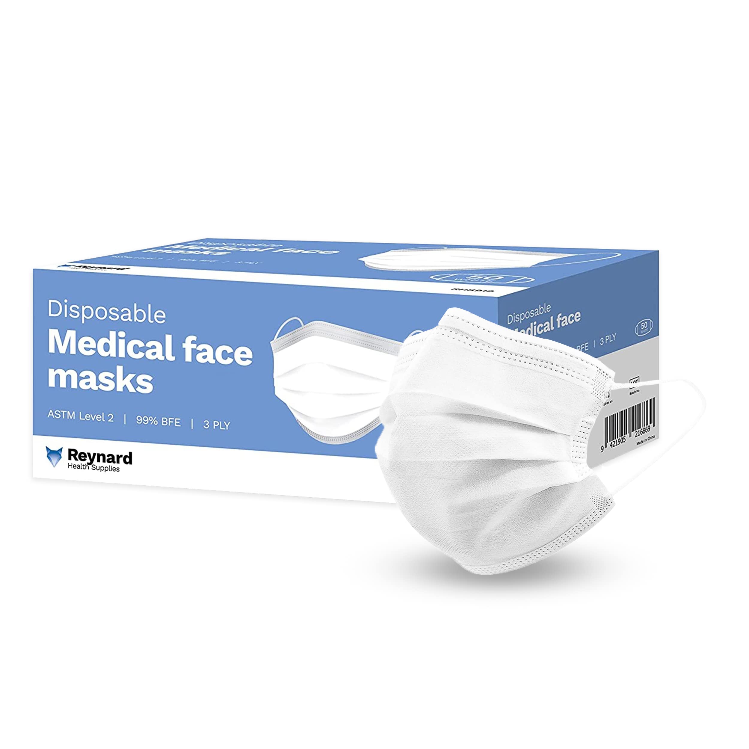 Reynard Health Supplies Disposable Face Masks - White - Pack of 50 PCs ...