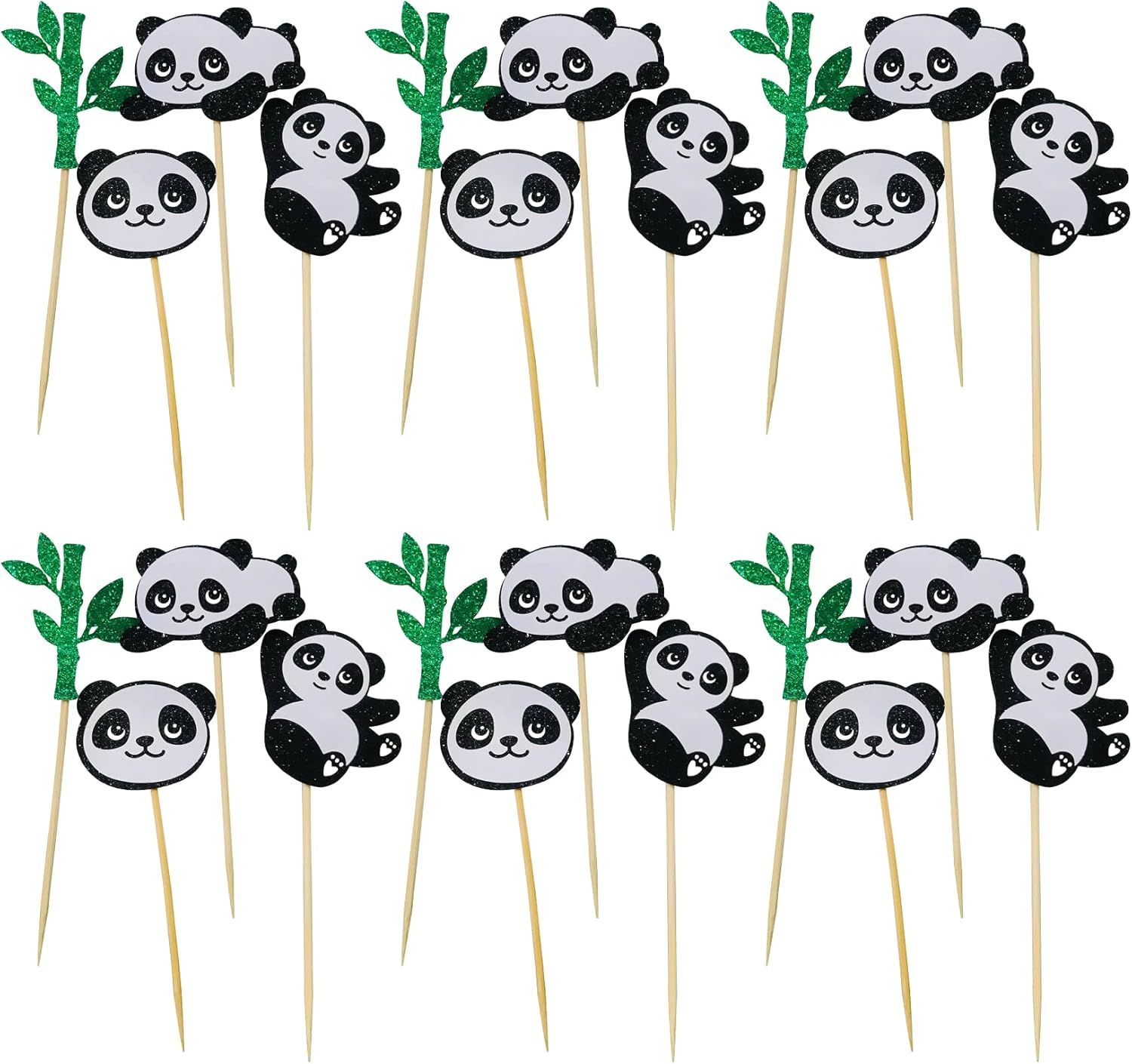 Amazon.com: HYMAOME 24pcs Panda Cupcake Toppers Bamboo Cake Picks ...