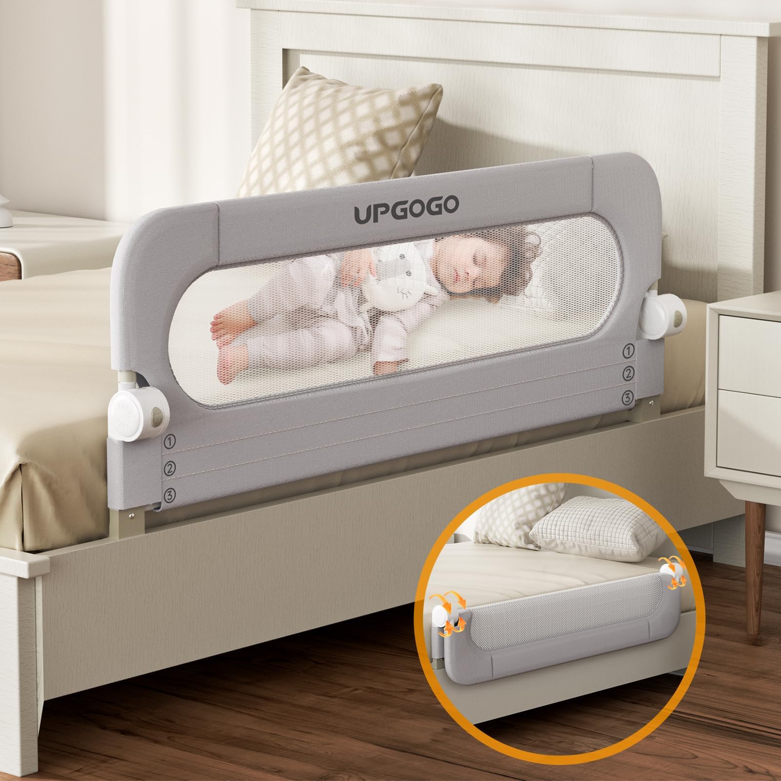 Amazon.com: UPGOGO Folding Bed Rail for Toddlers,Safety baby bed rail ...