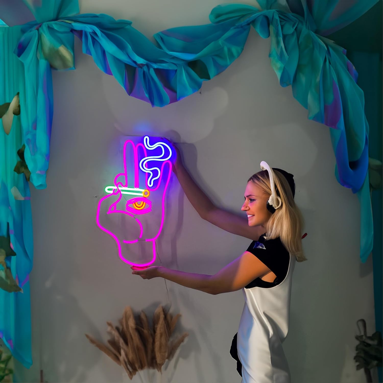 Letreros de neón de mal de ojo, letreros LED para decoración de pared ...
