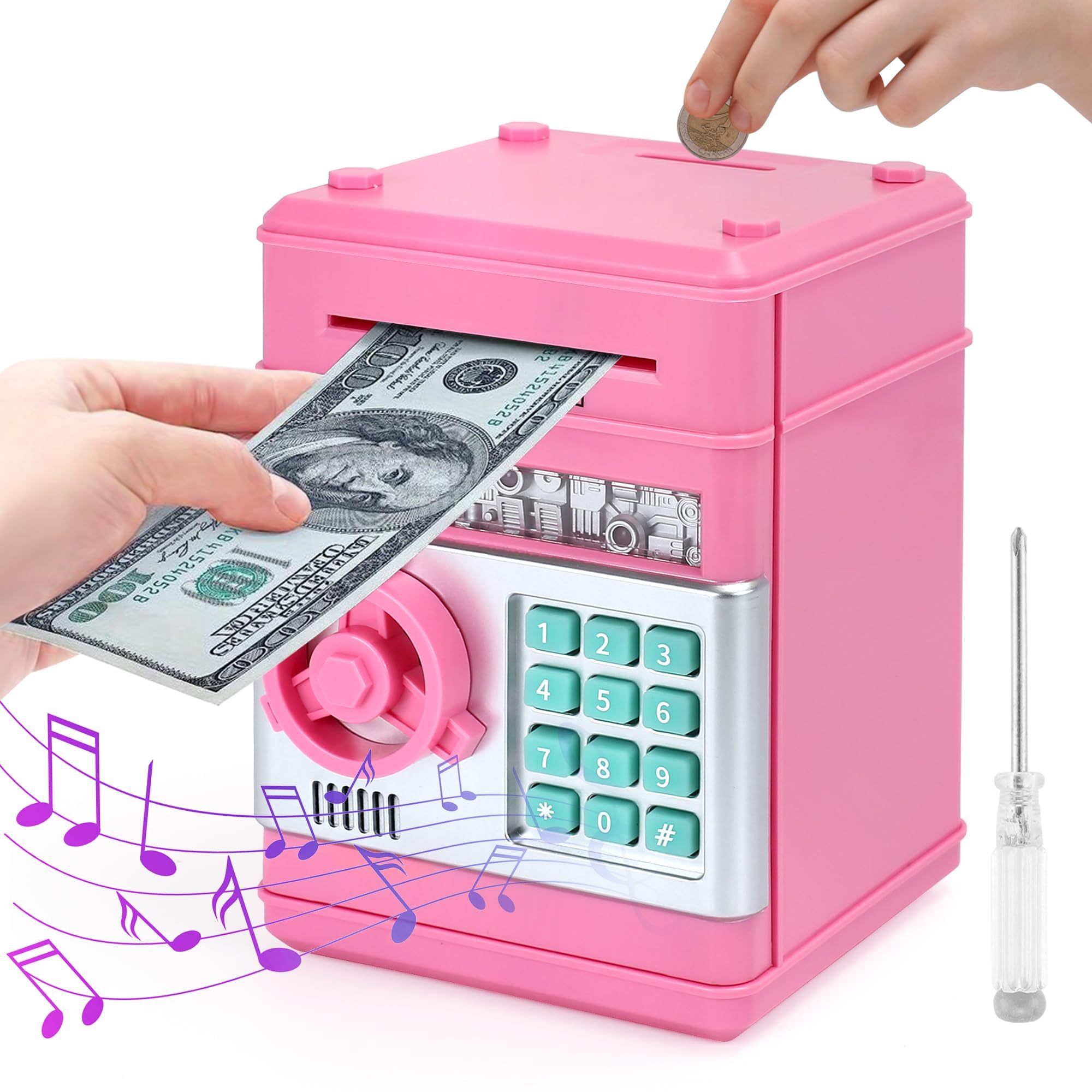 SunnyOcean Electronic Money Box for Kids Ages 3+, Piggy Banks for Kids ...