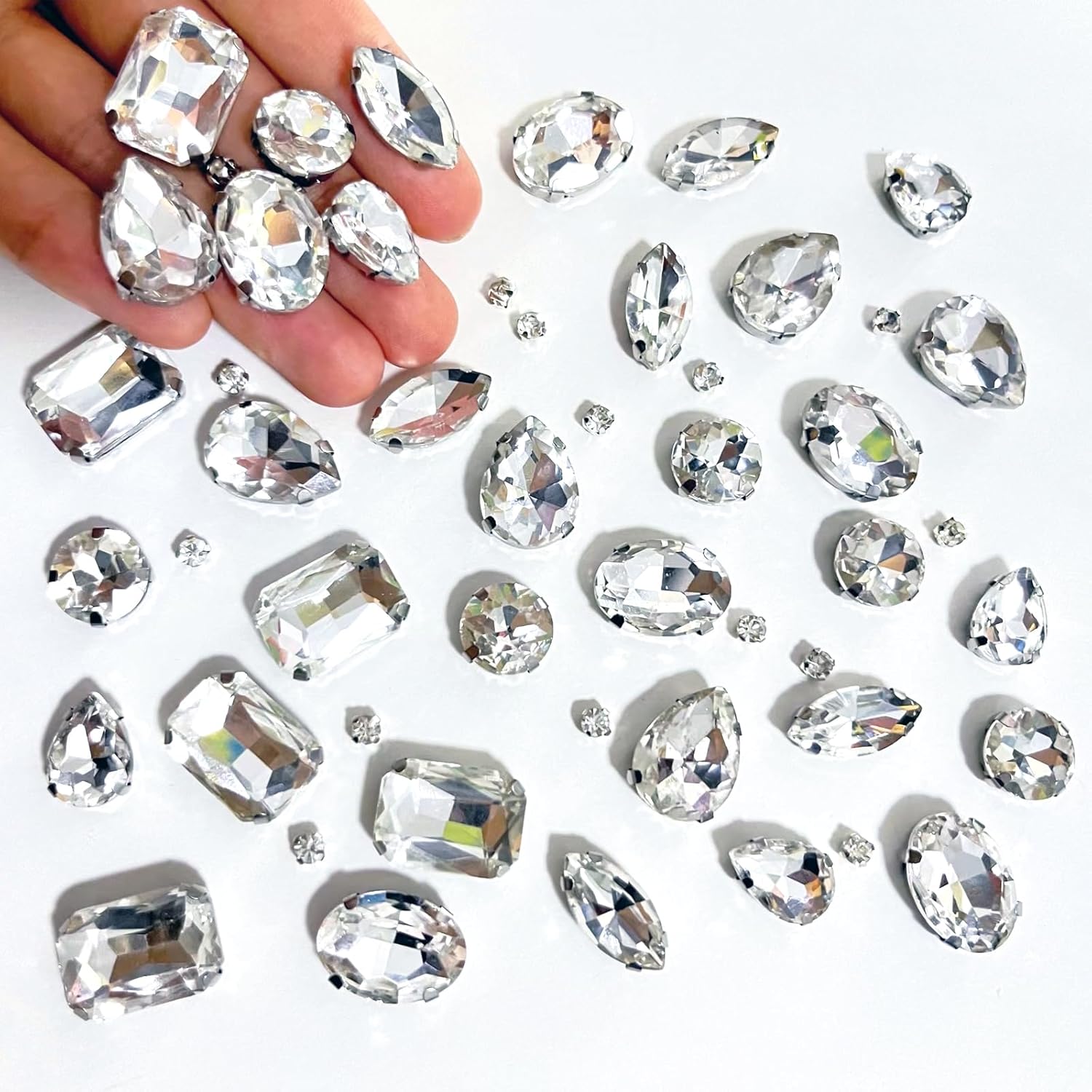 Yixinly 236 Pcs Strass à Coudre Verre, Gros Pierres Precieuses pour ...