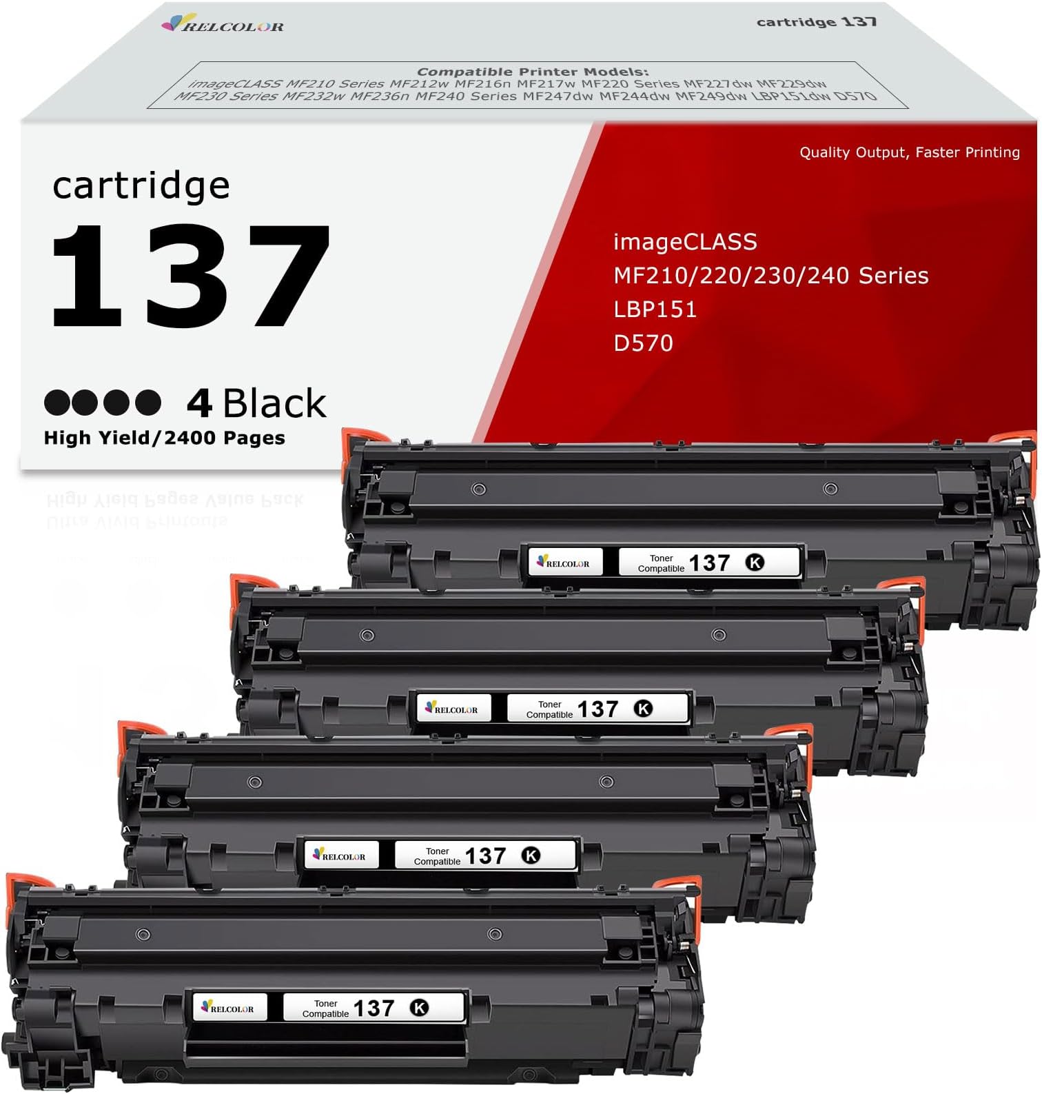 Amazon.com: Relcolor Compatible 137 Black Toner Cartridge Replacement ...