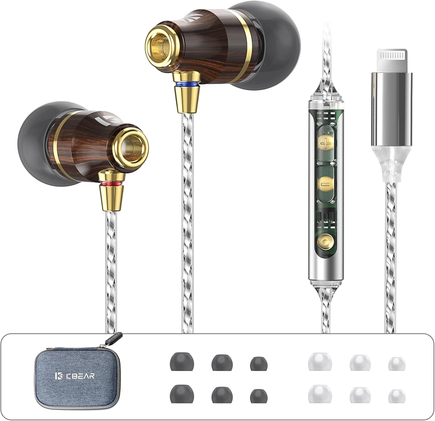 Amazon.com: EZ Ear KBEAR Wooden Light-ning Earbuds, A-pple Earbuds for ...