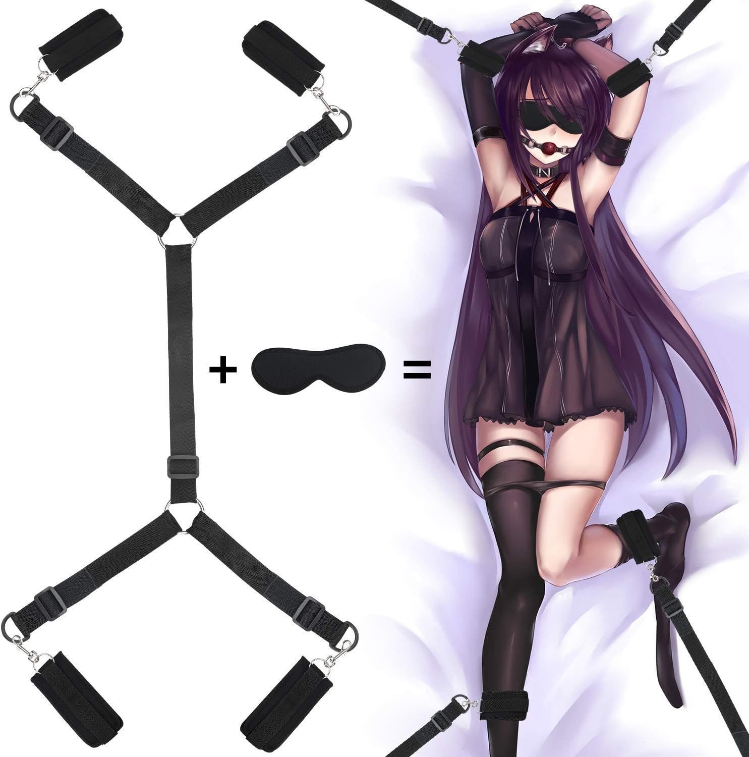 Amazon | Sweetwinds SMグッズ SM拘束具 SMプレイ 固定ベルト アイマスク付き 束縛具 手枷 足枷 開脚 拘束器具 調教 夫婦 カップル 調節可能 SM初心者 大人の ...