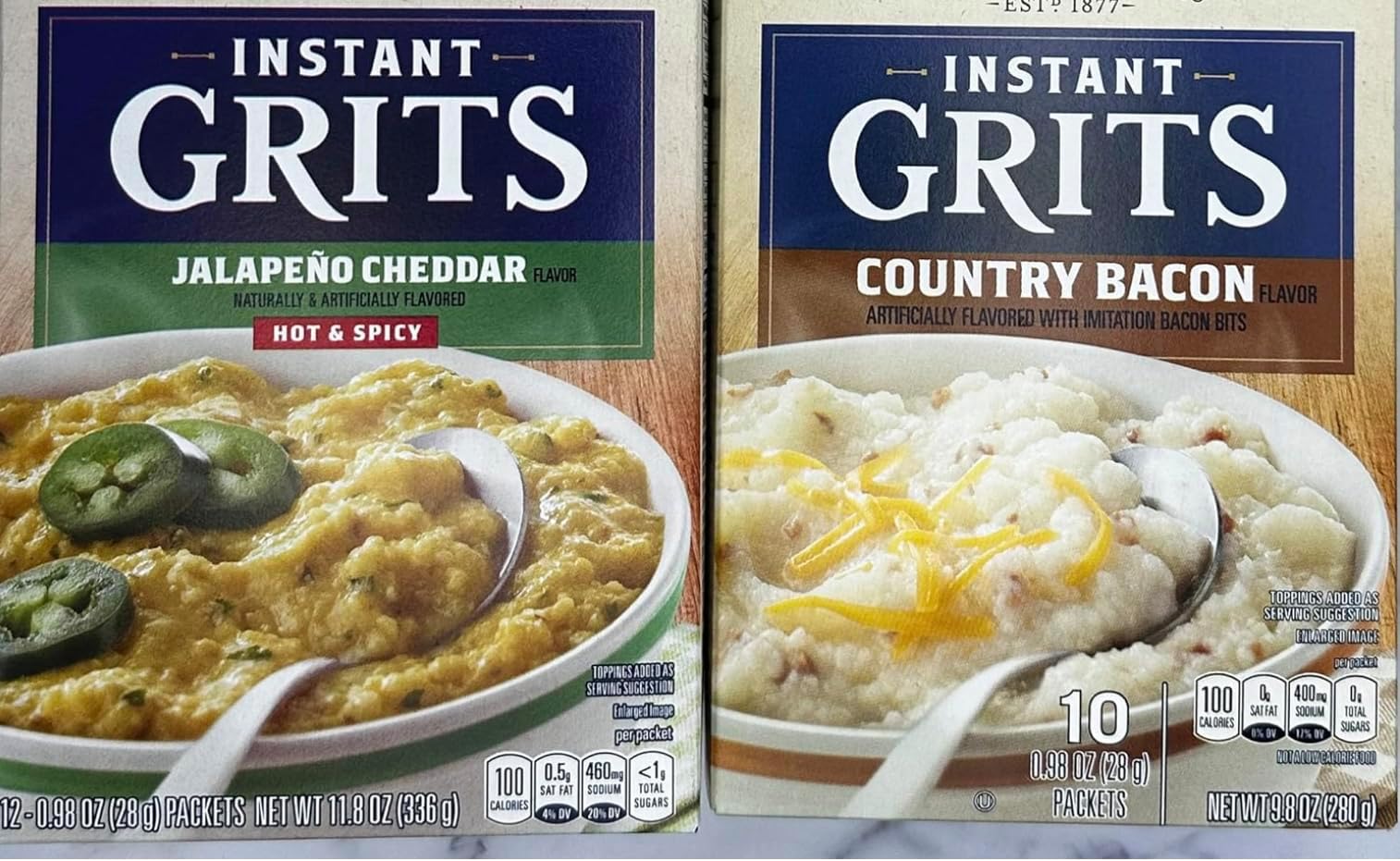 Amazon.com: Instant Grits, Bacon, 9.8 Oz and Instant Grits, Jalapeno ...