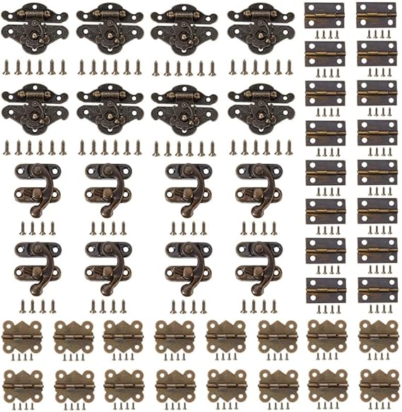 248 Pcs Antique Bronze Hardware Kit, 8 Engraved Hasp Catches, 8 Small ...