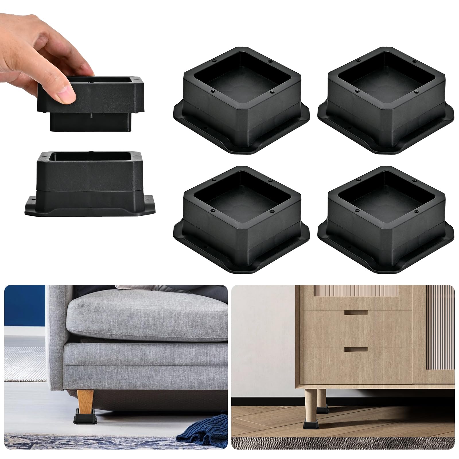 Amazon.com: shouwuhho 4 Pack Adjustable Furniture Risers 1 Inch ...