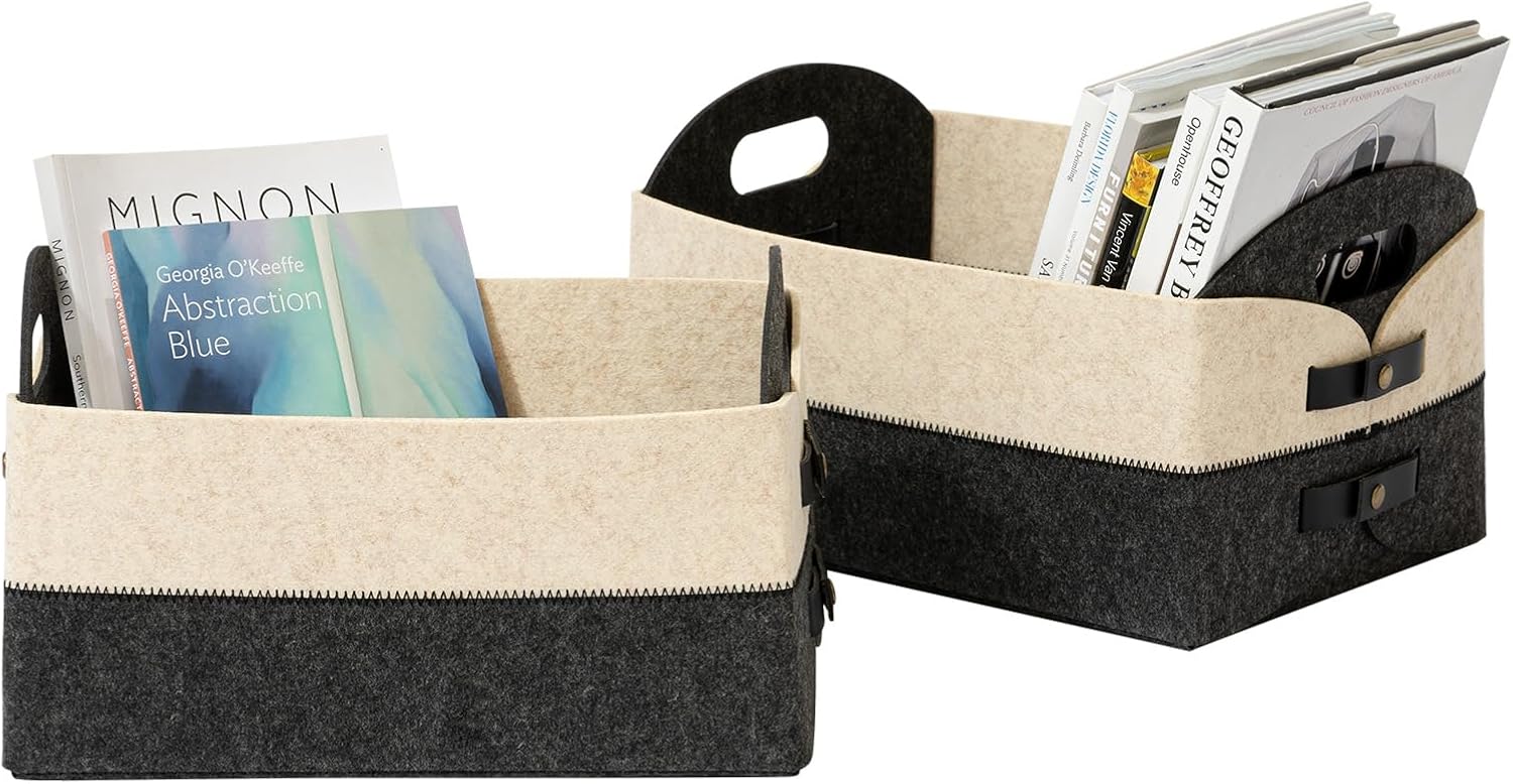 Amazon.com: La Jolie Maison 2 Pack Foldable Felt Storage Bins ...