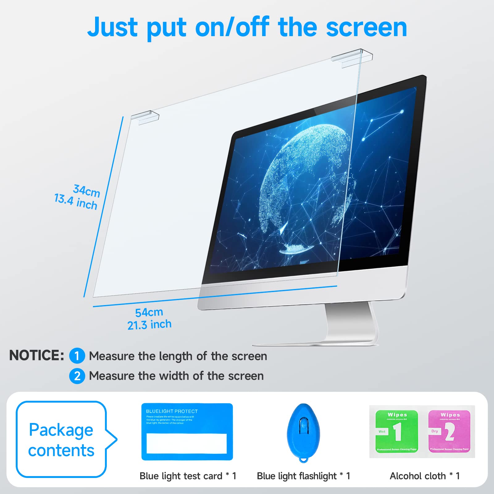 Blue Light Screen Protector for 24 Inch Monitor, Anti Glare Computer ...