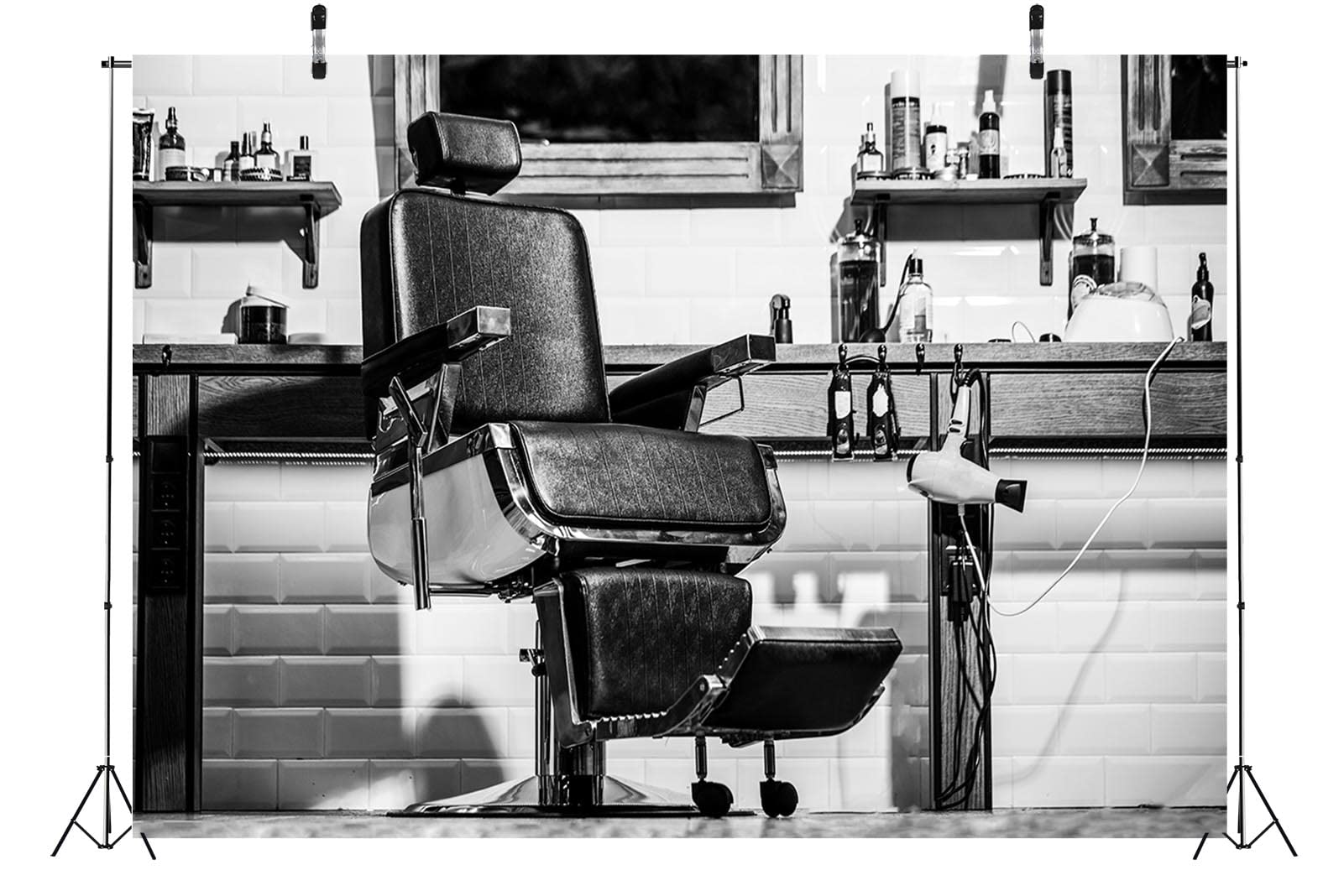 Snapklik.com : Fabric 10x8ft Retro Barber Chair Backdrop Barber Shop ...