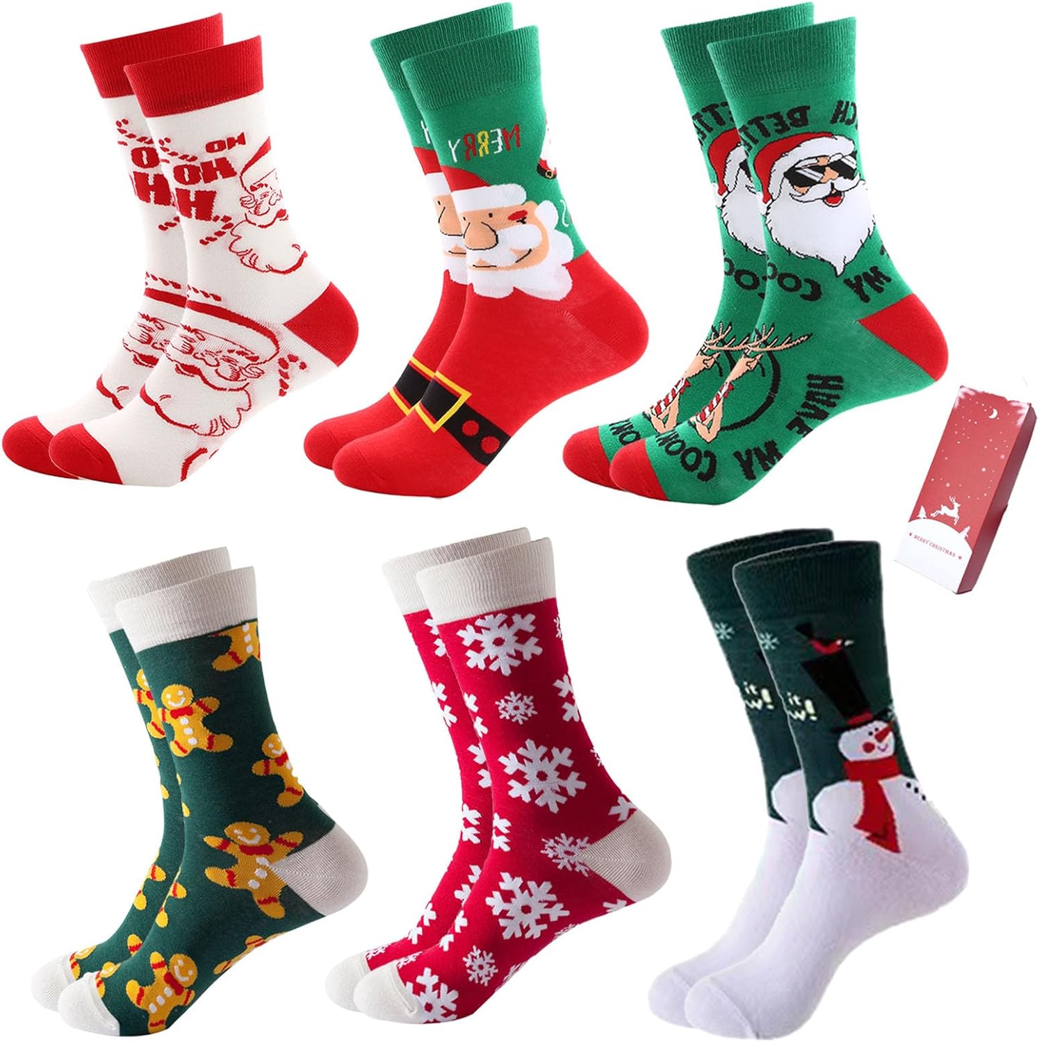 Amazon.com: KAQIPA Christmas Socks for Women Funny Colorful Novelty ...