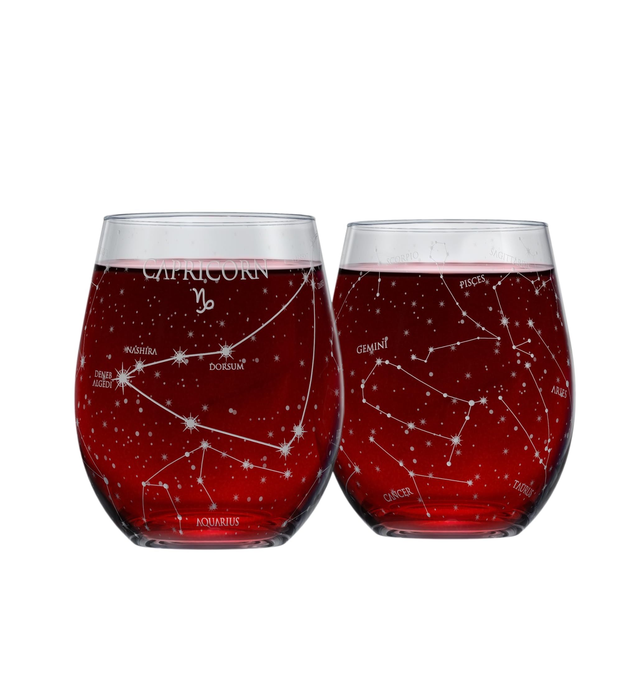 Amazon.com | Greenline Goods Capricorn Stemless Wine Glasses Zodiac ...