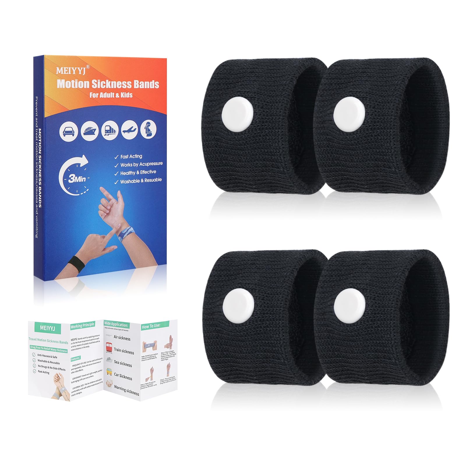 MEIYYJ Travel Sickness Bands for Adults and Kid Anti Nausea Wristbands ...