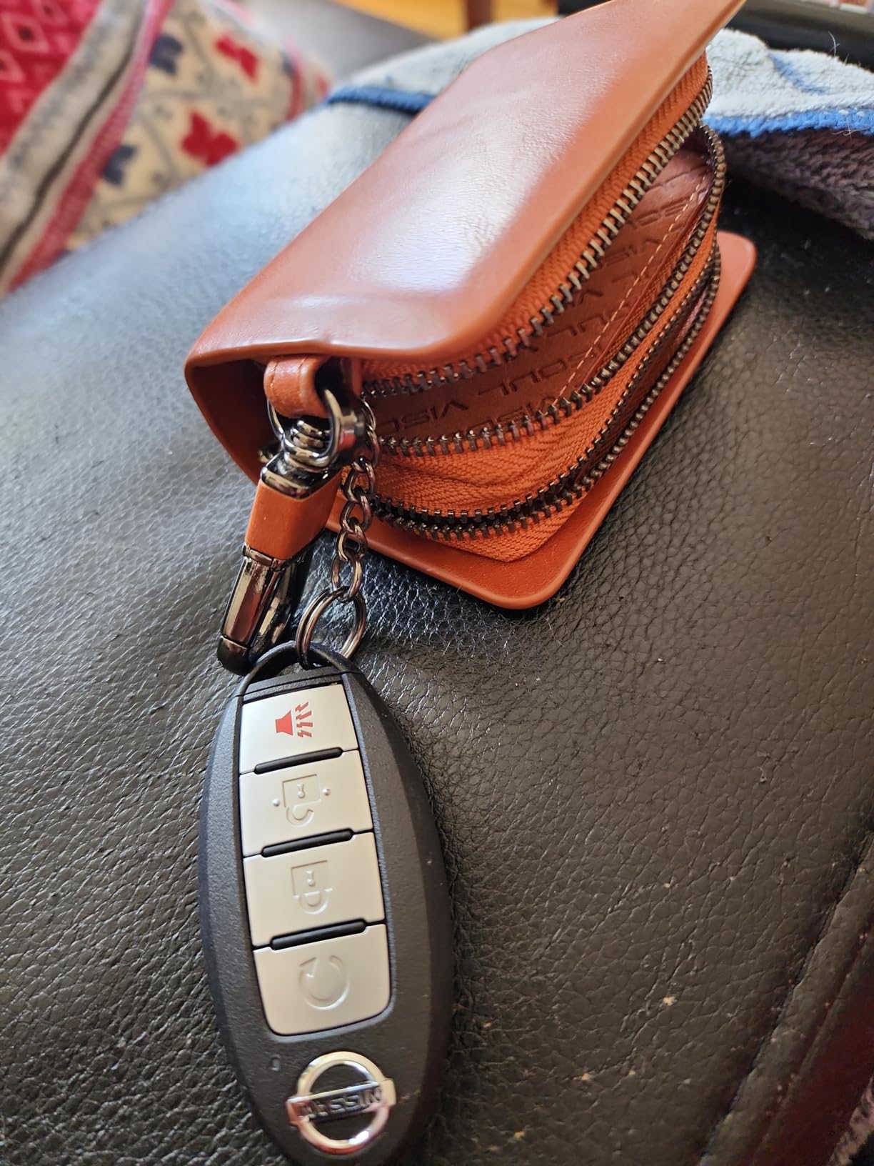 VISOUL Leather Car Key Fob Case Holder for Men and Women, Car Smart ...