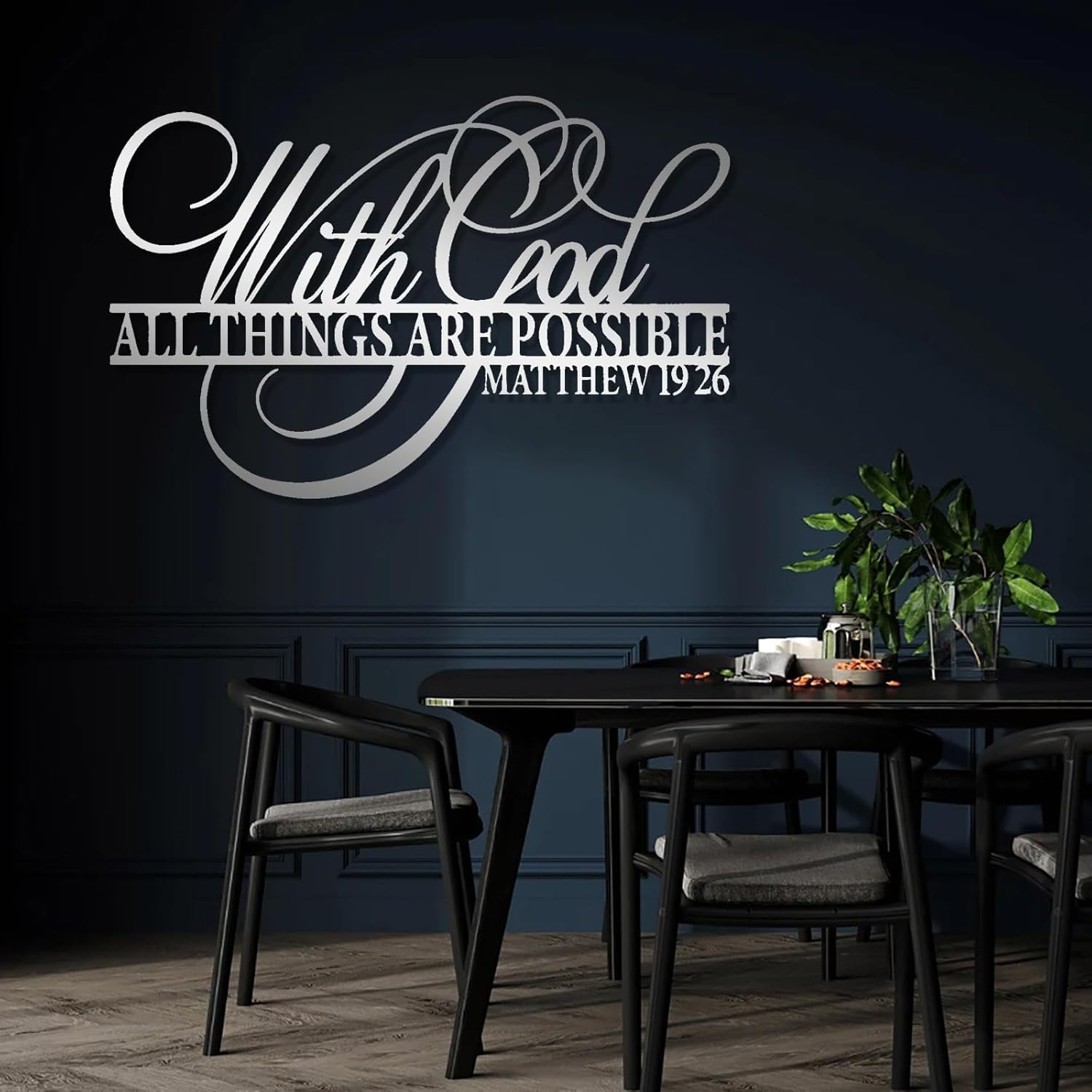 Amazon.com: Matthew 19:26 Wall Art, Bible Metal Verses Wall Decor ...