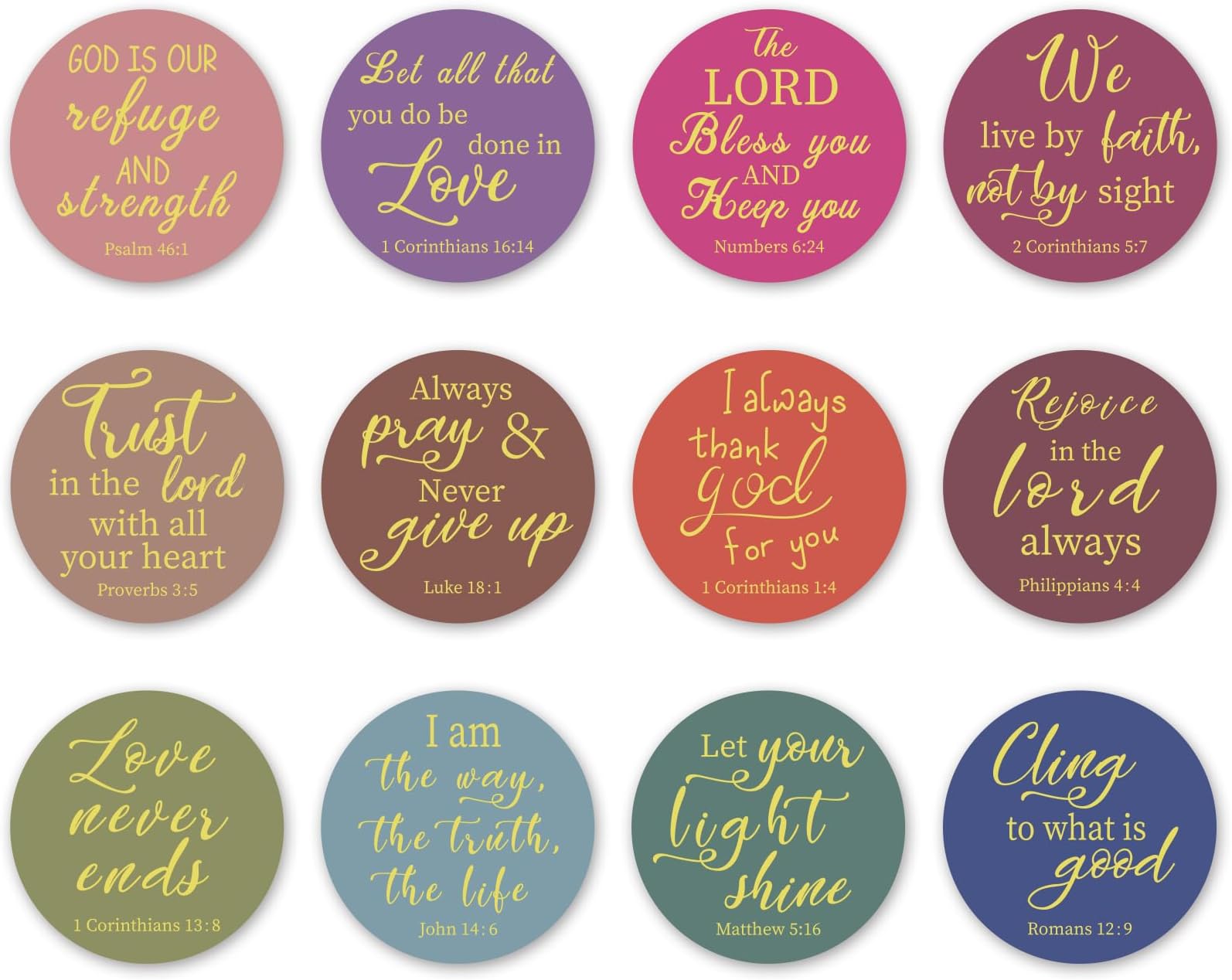 Amazon.com: AnyDesign 600Pcs Jesus Faith Stickers 12 Styles Bible Verse ...