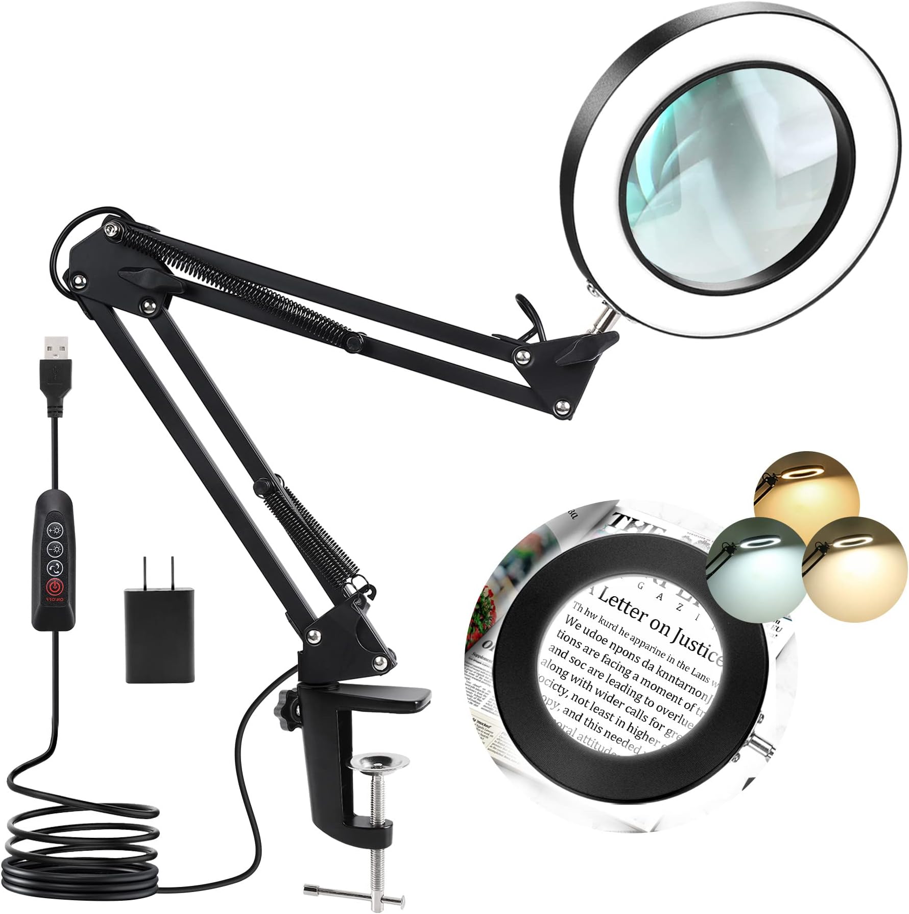 Amazon.com: LANCOSC 2-in-1 Magnifying Glass with Light and Stand, 5X ...