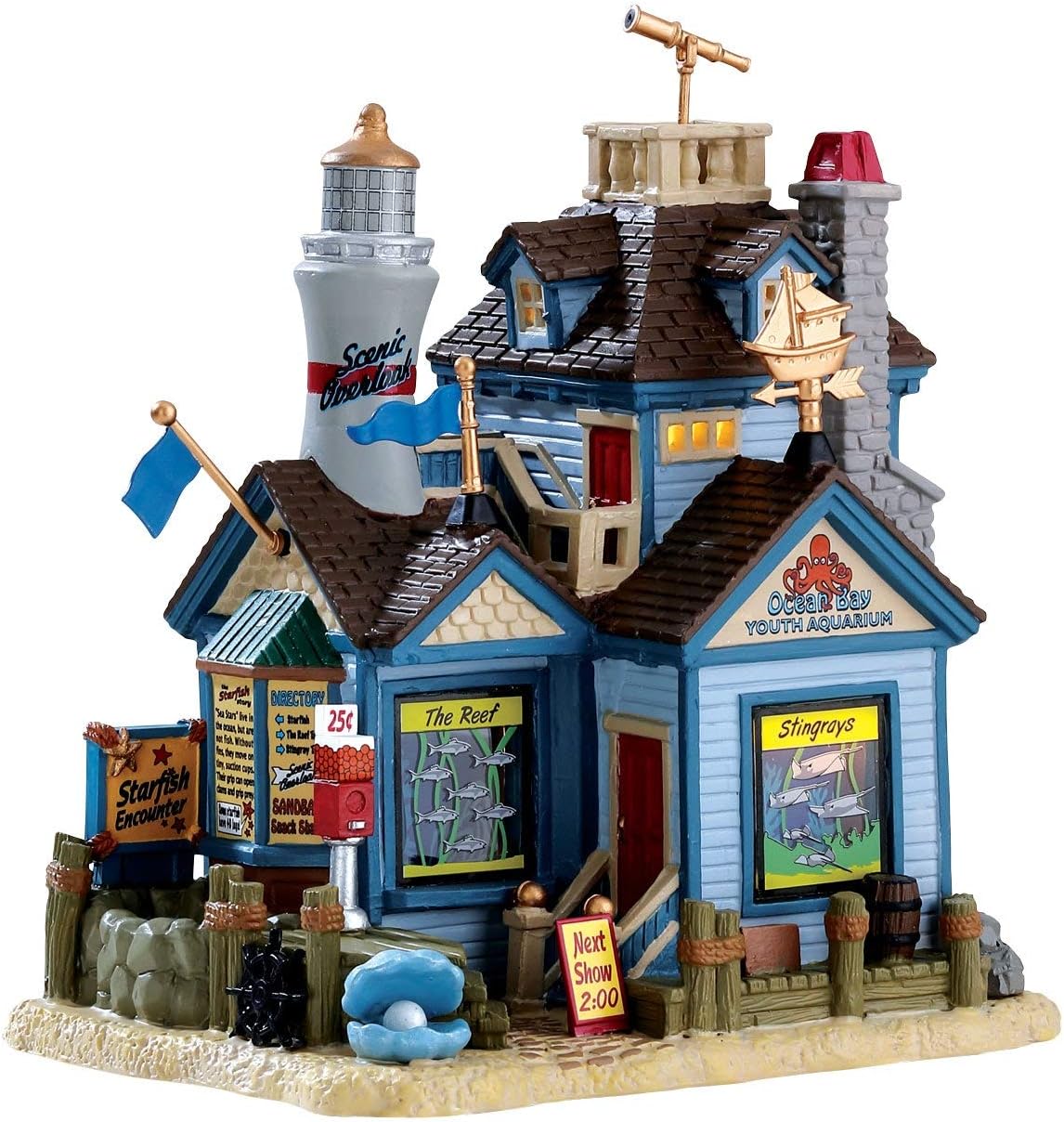 Amazon.com : Lemax Ocean Bay Aquarium Village Building Multicolored ...