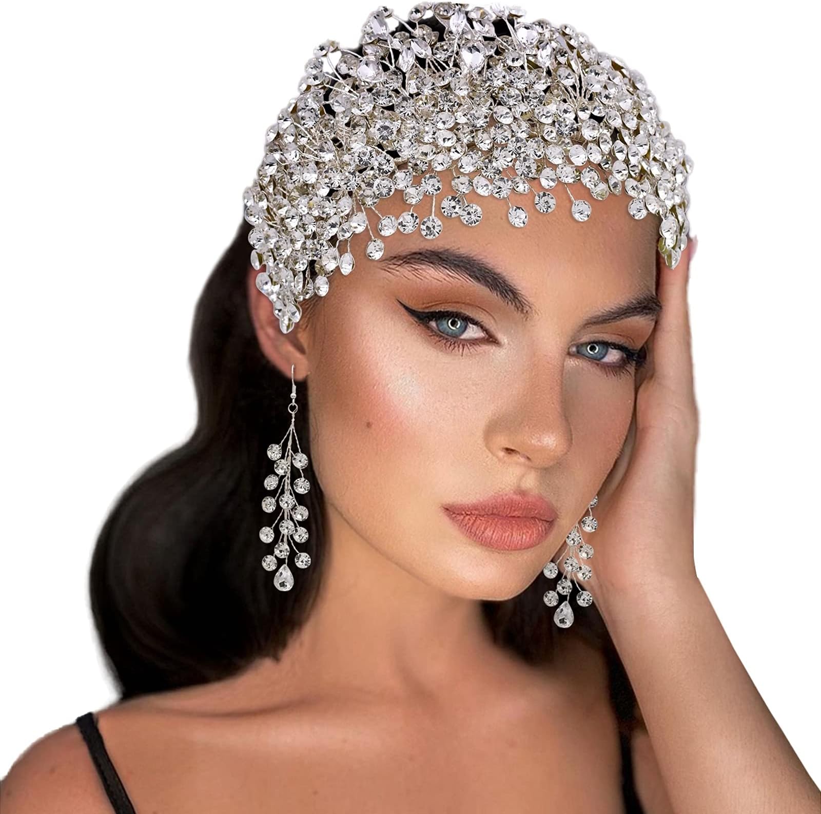 Amazon.com: Silver Rhinestone Wedding Tiara，Headpiece Forehead Tiara ...