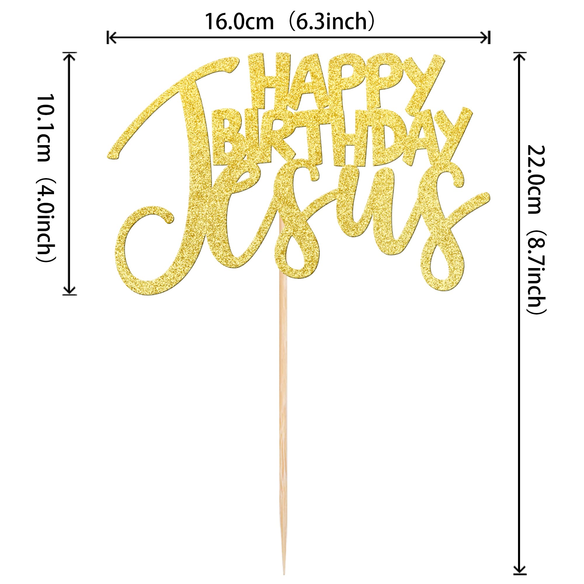 Snapklik.com : 1 PCS Happy Birthday Jesus Cake Topper Assembled Glitter ...