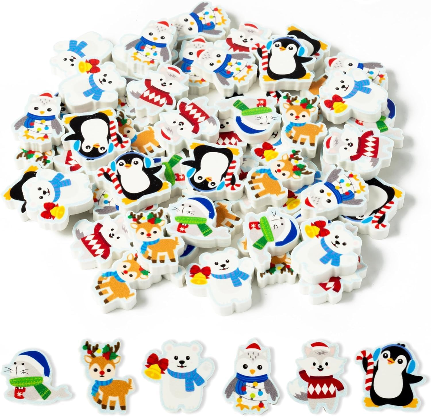 Snapklik.com : Christmas Polar Animal Erasers - 60Pcs Kids Christmas ...