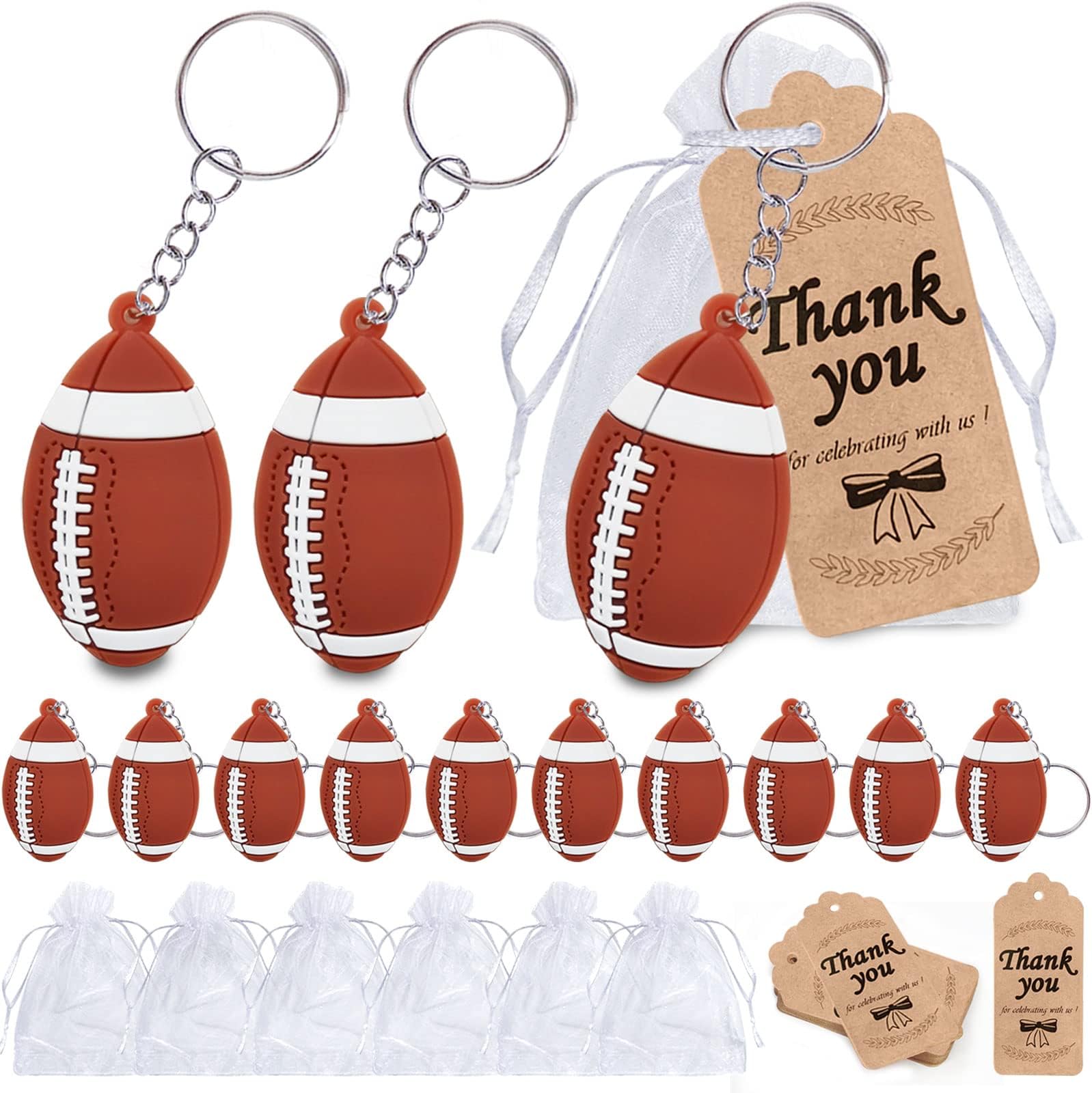 Amazon.com: Blulu 20 Pack Football Keychains for Party Favors, School ...