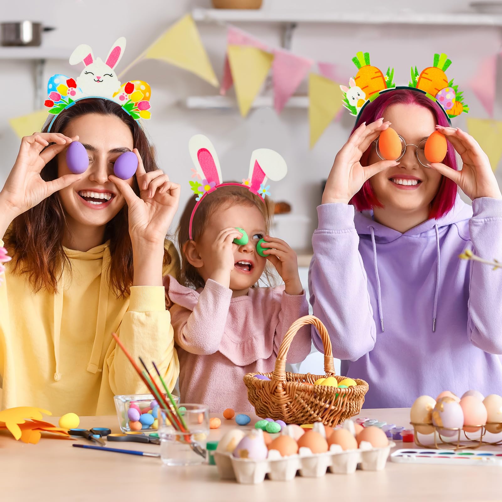 Snapklik.com : 16 Pieces Easter Party Headband Felt Bunny Head Boppers ...