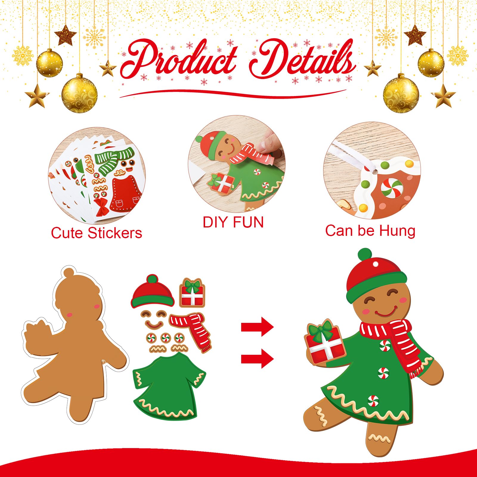 Snapklik.com : 24 Pcs Christmas Gingerbread Men Crafts Kit Make Your ...