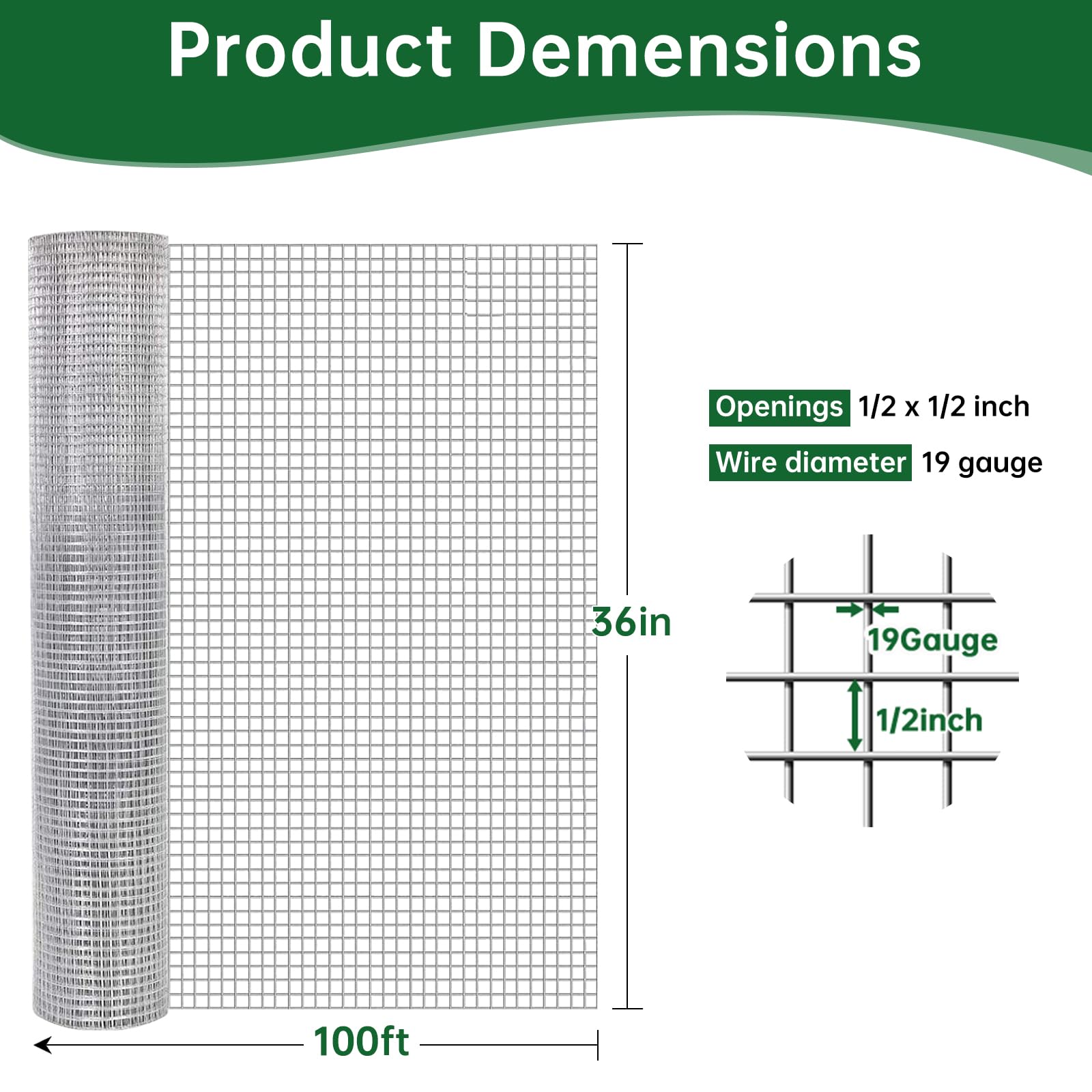 Snapklik.com : Amagabeli Hardware Cloth 1/2 Inch 36inx100ft 19 Gauge ...