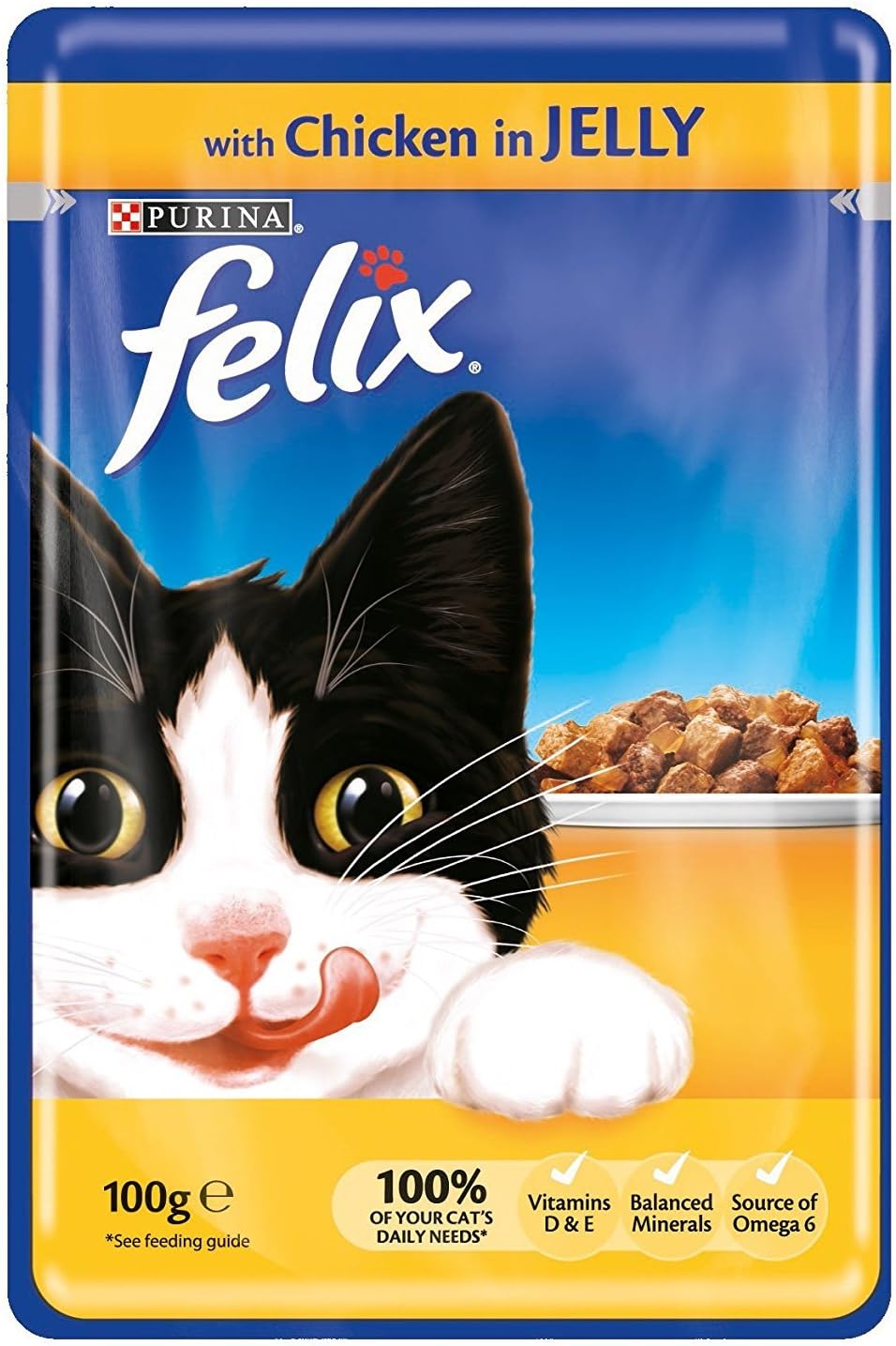 Felix Cat Pouches Chicken In Jelly 100g (20 Pouches) : Amazon.co.uk ...