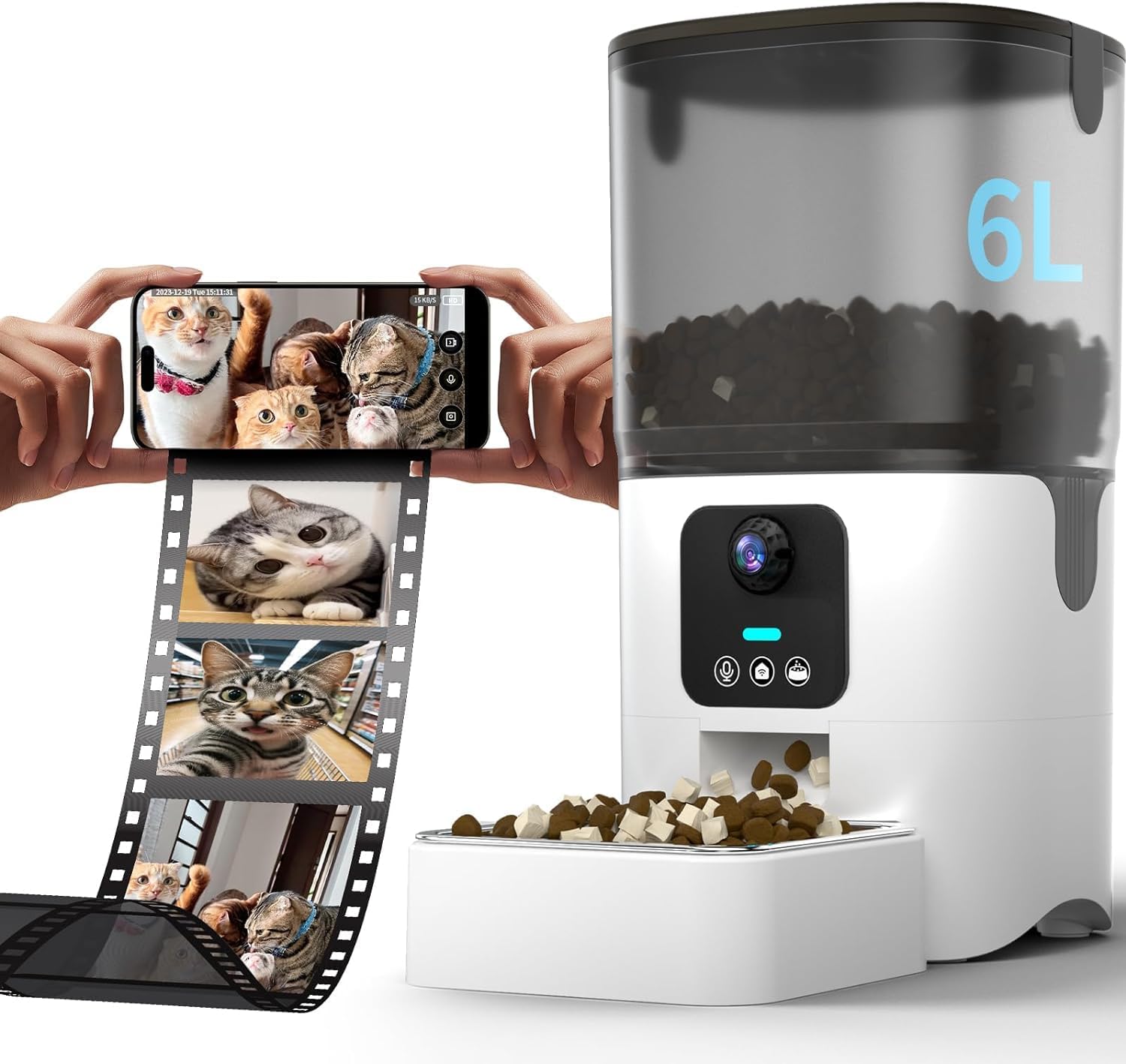 Automatic Cat Feeders with Cmaera for 2 Cats: Timed Pet Feeders with ...