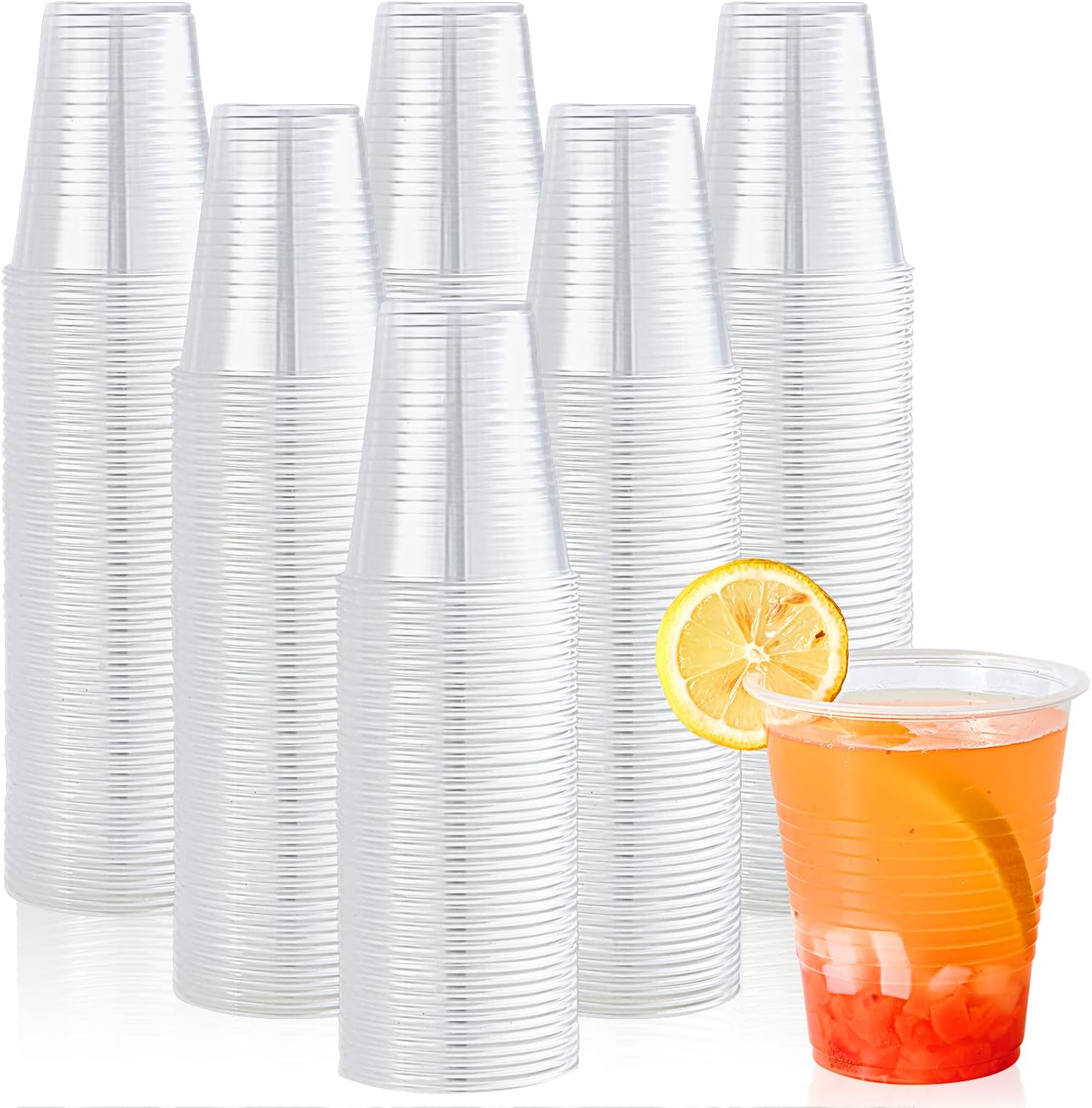 Amazon.com: TashiBox 12 oz clear plastic cups - Disposable cold drink ...