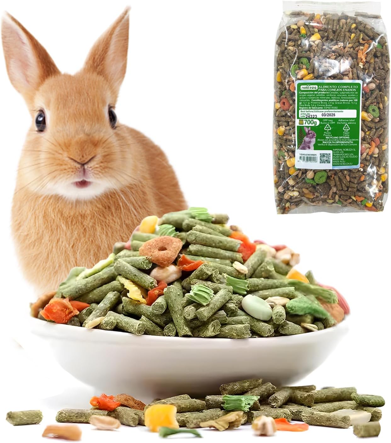 Nobleza - (700g Kaninchenfutter Ausgewogen, Hauptfutter für Hasen mit ...