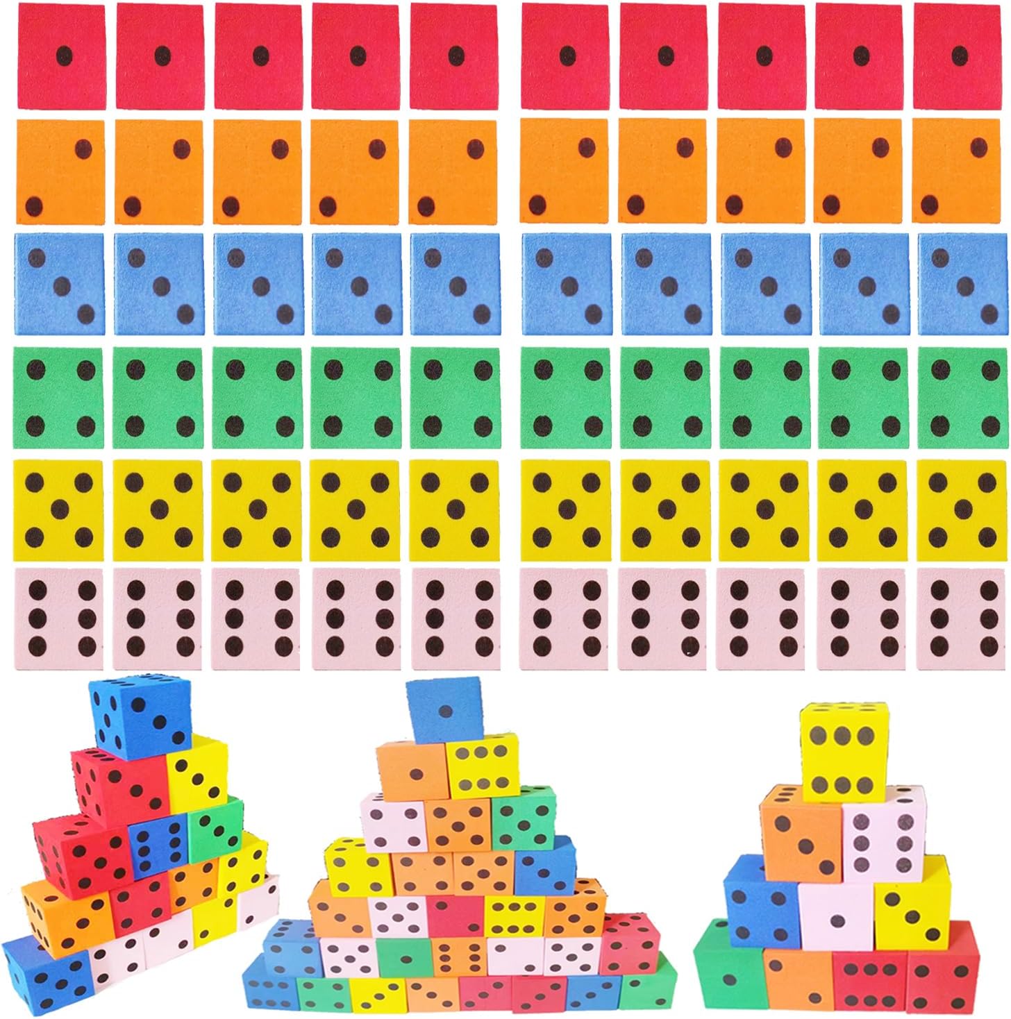 Amazon.com: Lohoee 60Pcs Foam Dice,Bulk Foam Teach Cubes Dice,Small ...