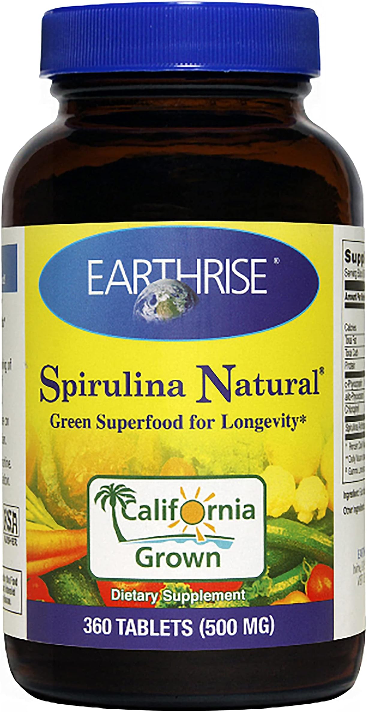 Amazon.com: Earthrise Spirulina Natural 500mg Tablet 360 Counts ...