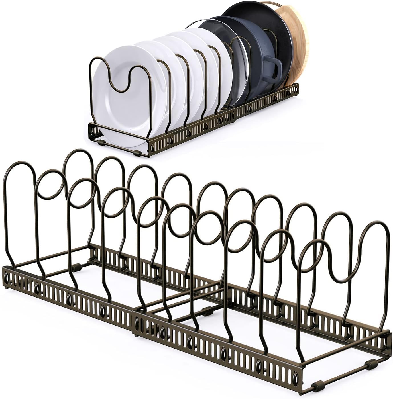 YudouTech Expandable Pans Organiser Rack,Pot and Pan Lid Holder with 10 ...