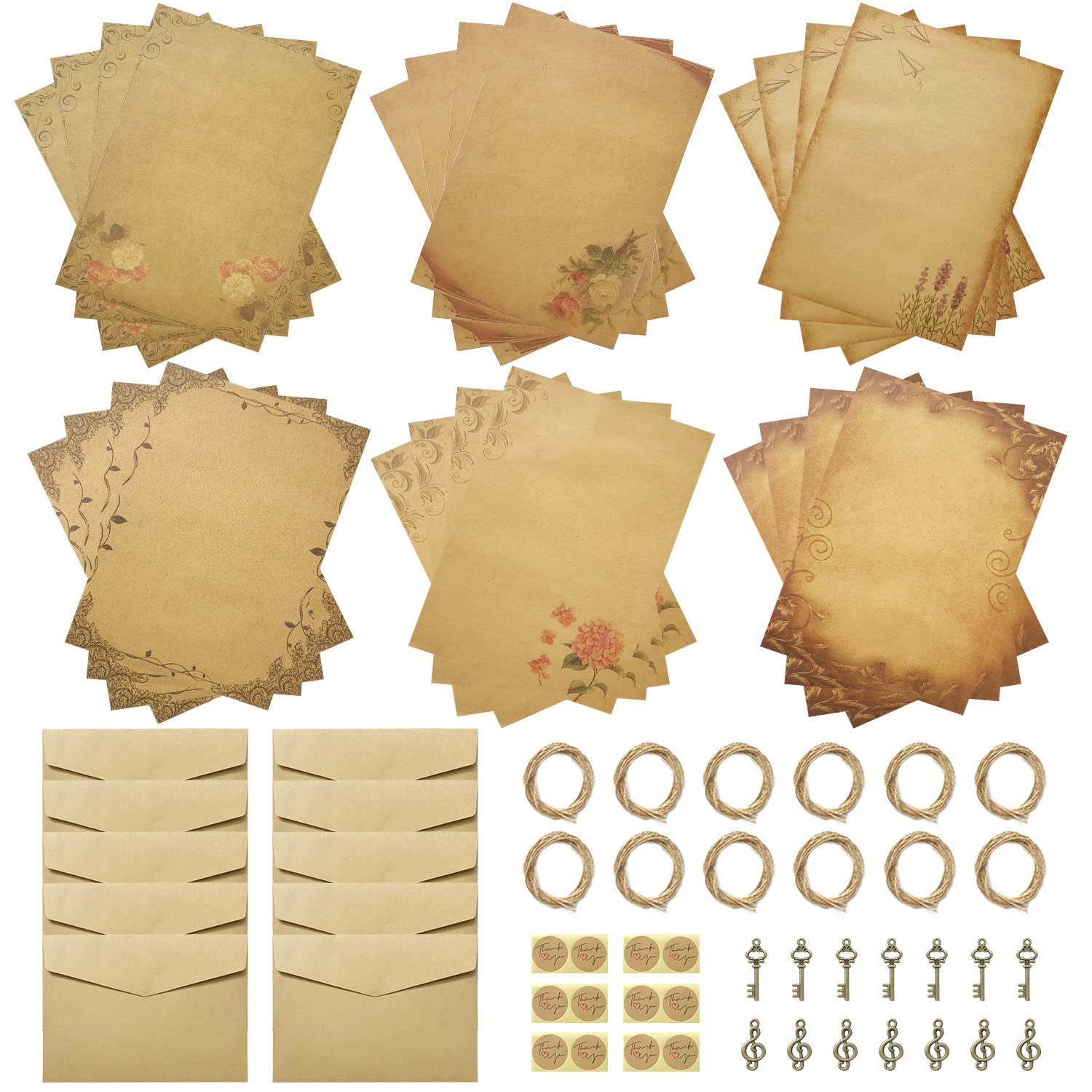 Mililanyo Vintage Paper and Envelopes 24 Sheets of Antique Looking ...