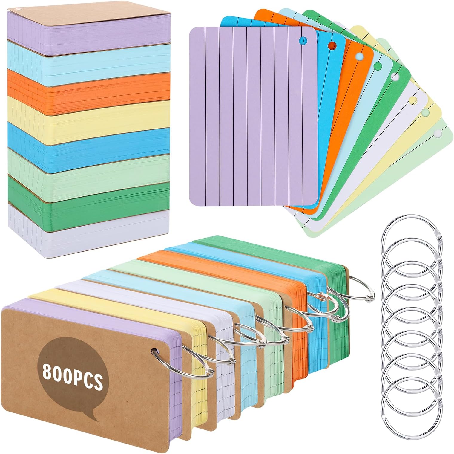 800 Pcs Flash Card, A7 Revision Cards 180 GSM Thickened Index Cards ...